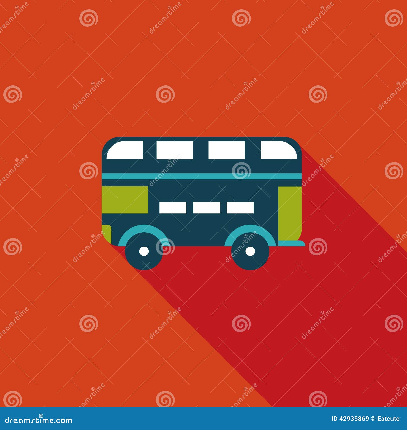 Transportation Bus Flat Icon with Long Shadow Stock Vector ...