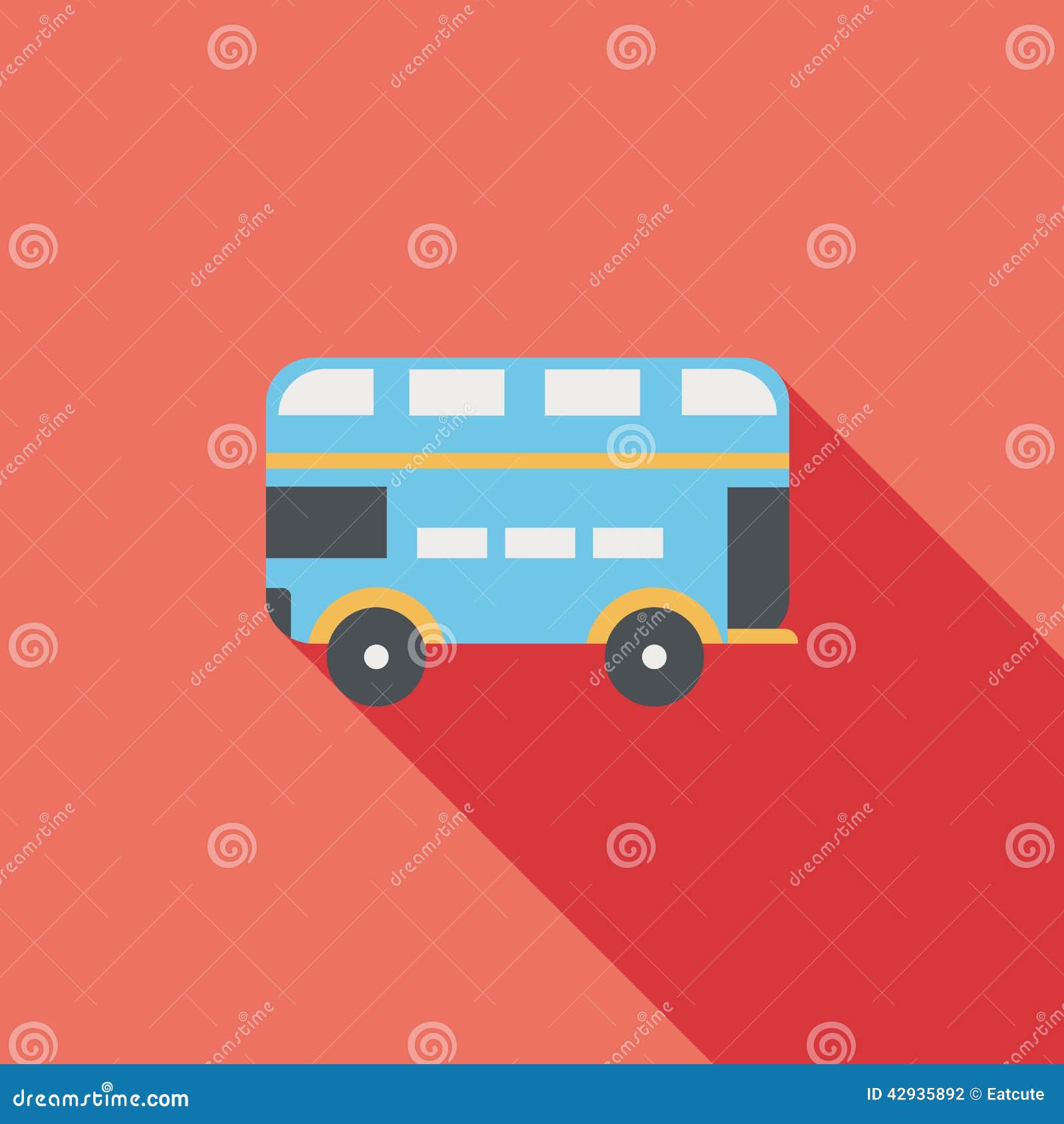 Transportation Bus Flat Icon with Long Shadow Stock Vector ...
