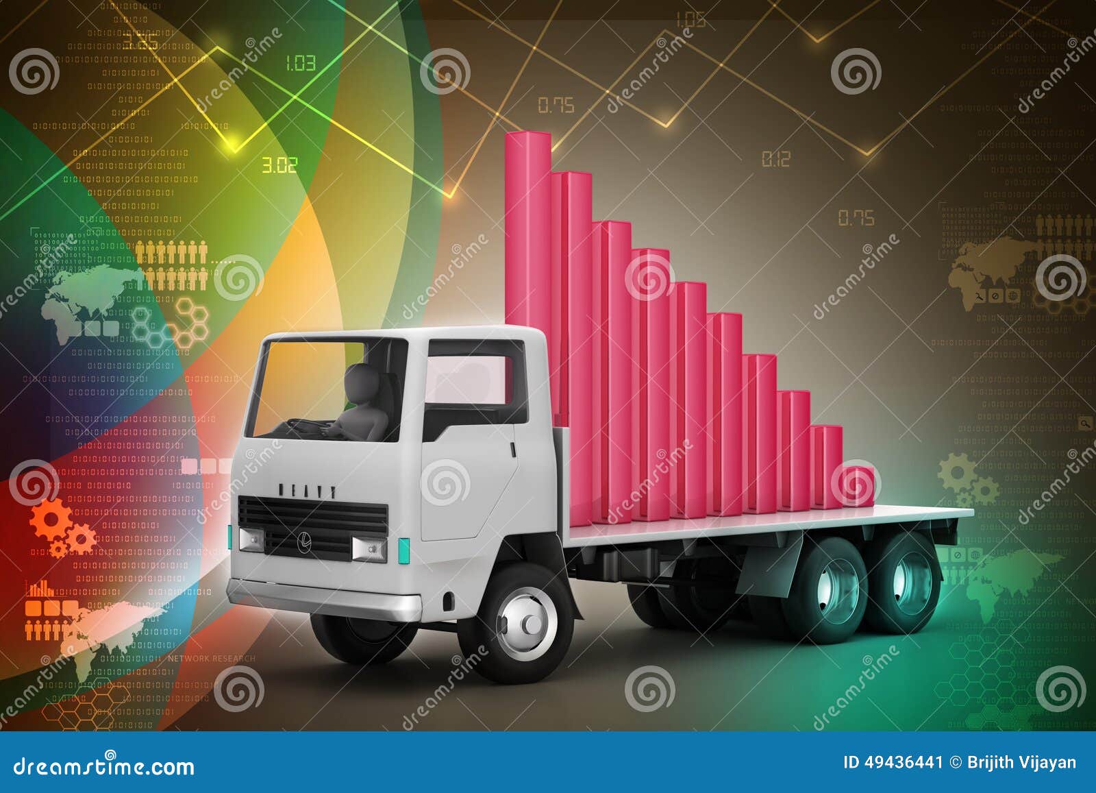 Transportation of Business Graph in Truck Stock Illustration ...