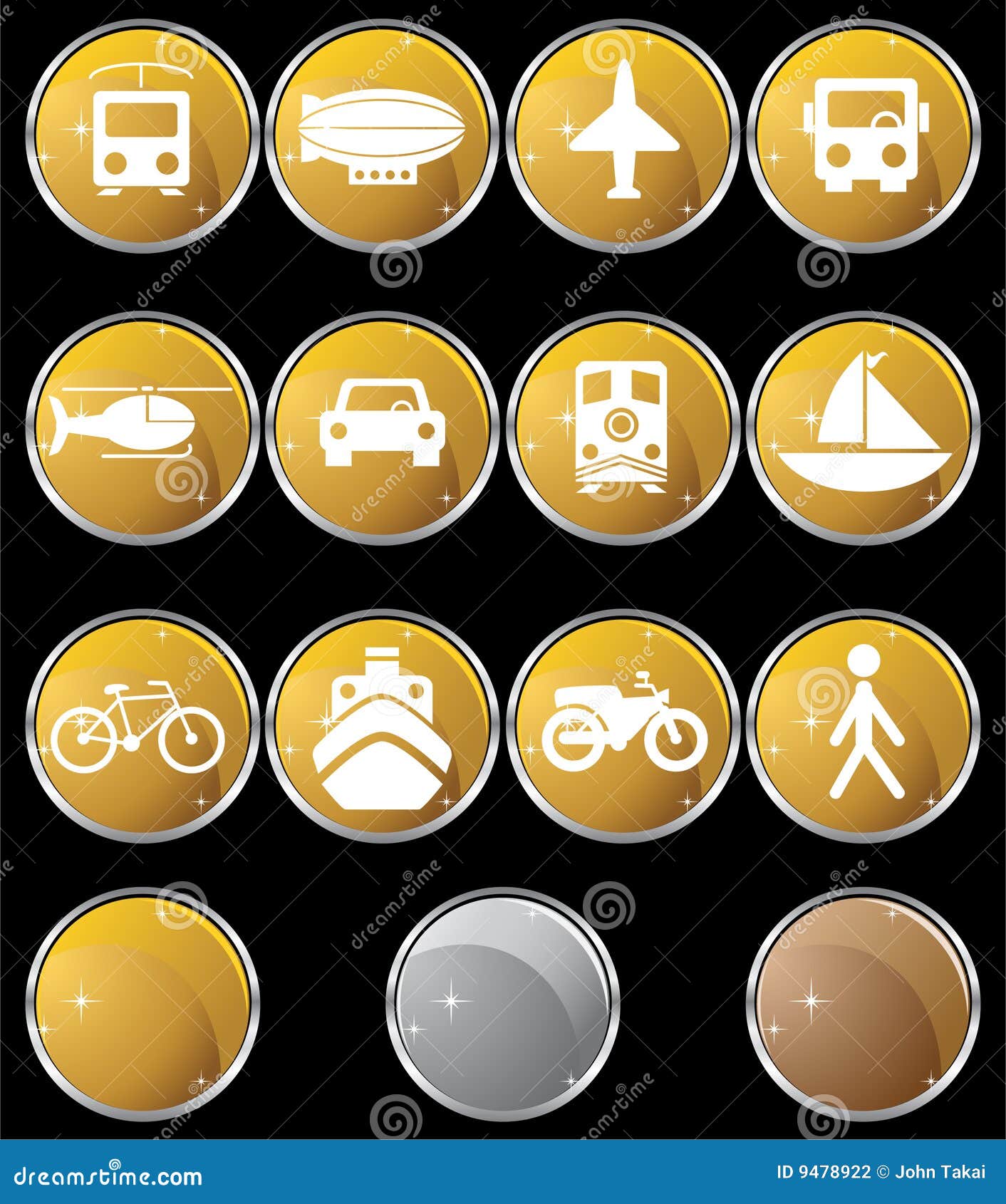 Transportation Buttons - Gold Round Stock Vector - Illustration of ...