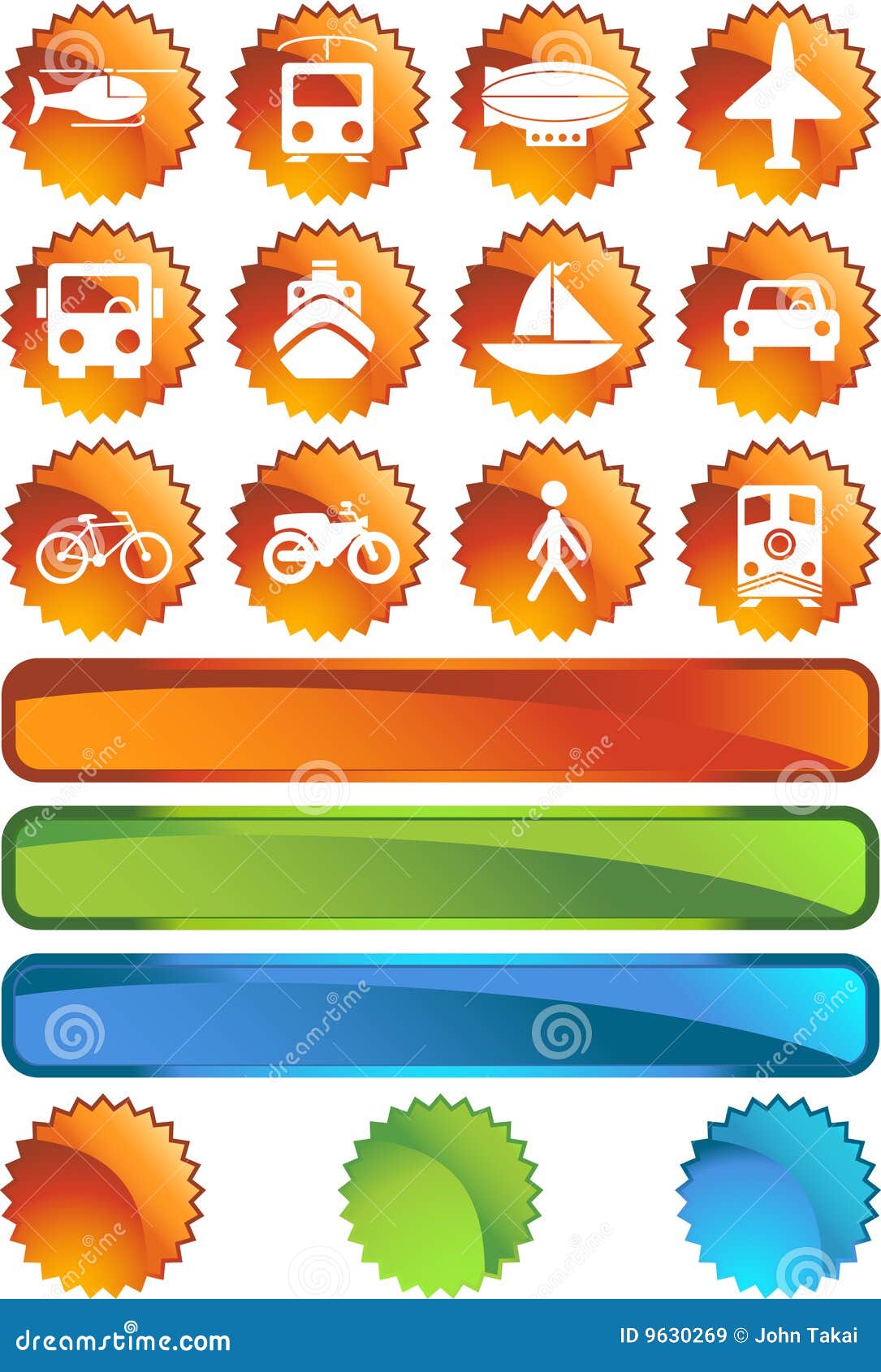 Transportation Buttons - Label Stock Vector - Illustration of bicycle ...