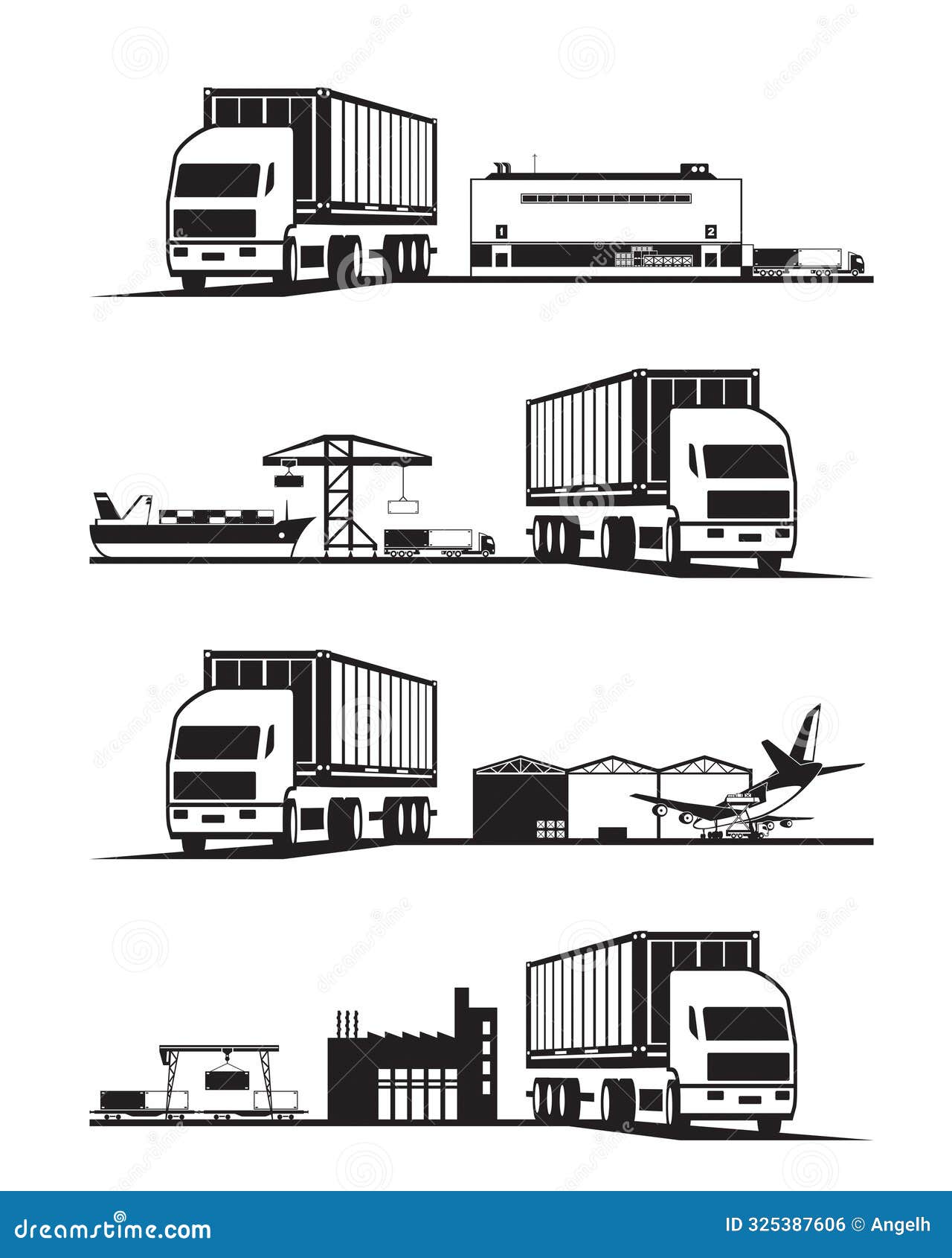 Tractor Truck. 3d Illustrator Rendering Lorry Van. Highway Road ...