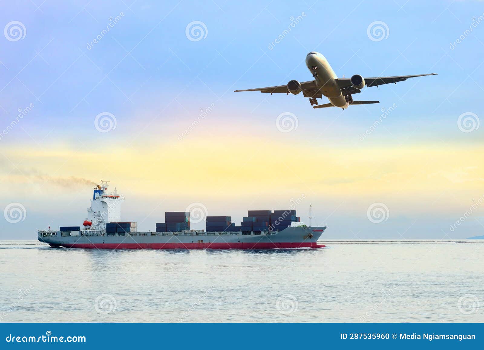 Transportation of Cargo Planes and Container Ships Industrial Logistics ...