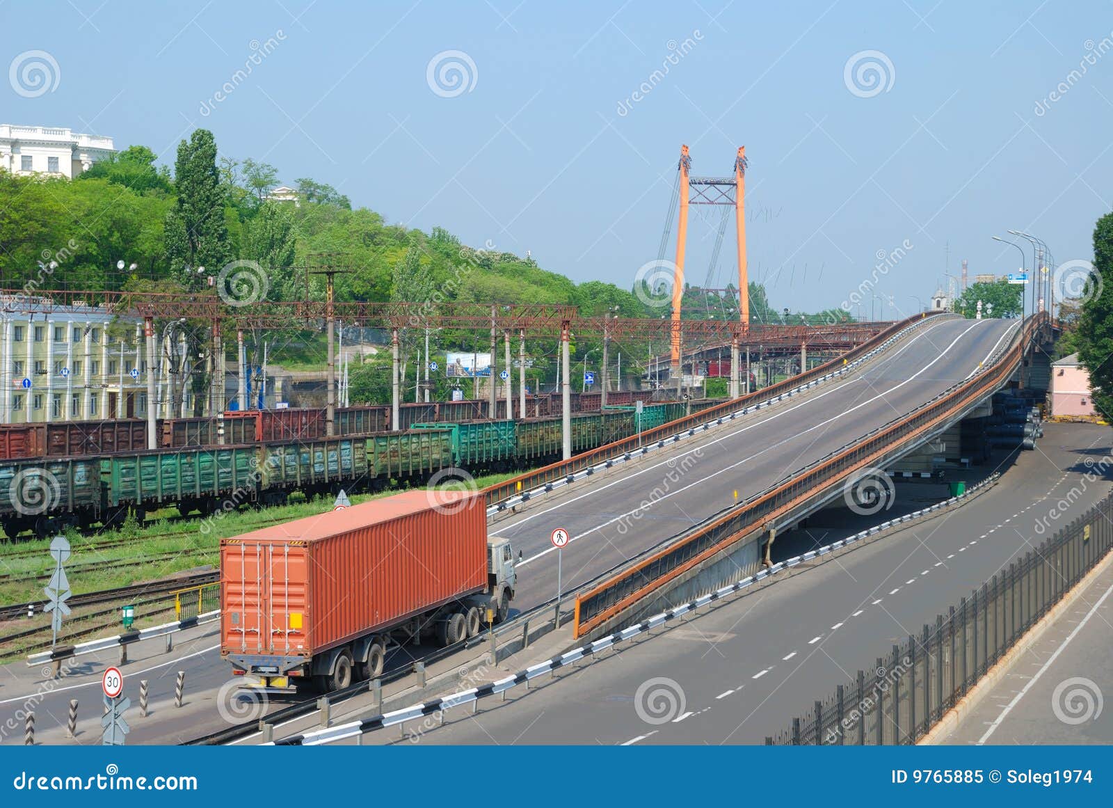 Transportation of Cargoes by Rail and Lorry Stock Image - Image of ...
