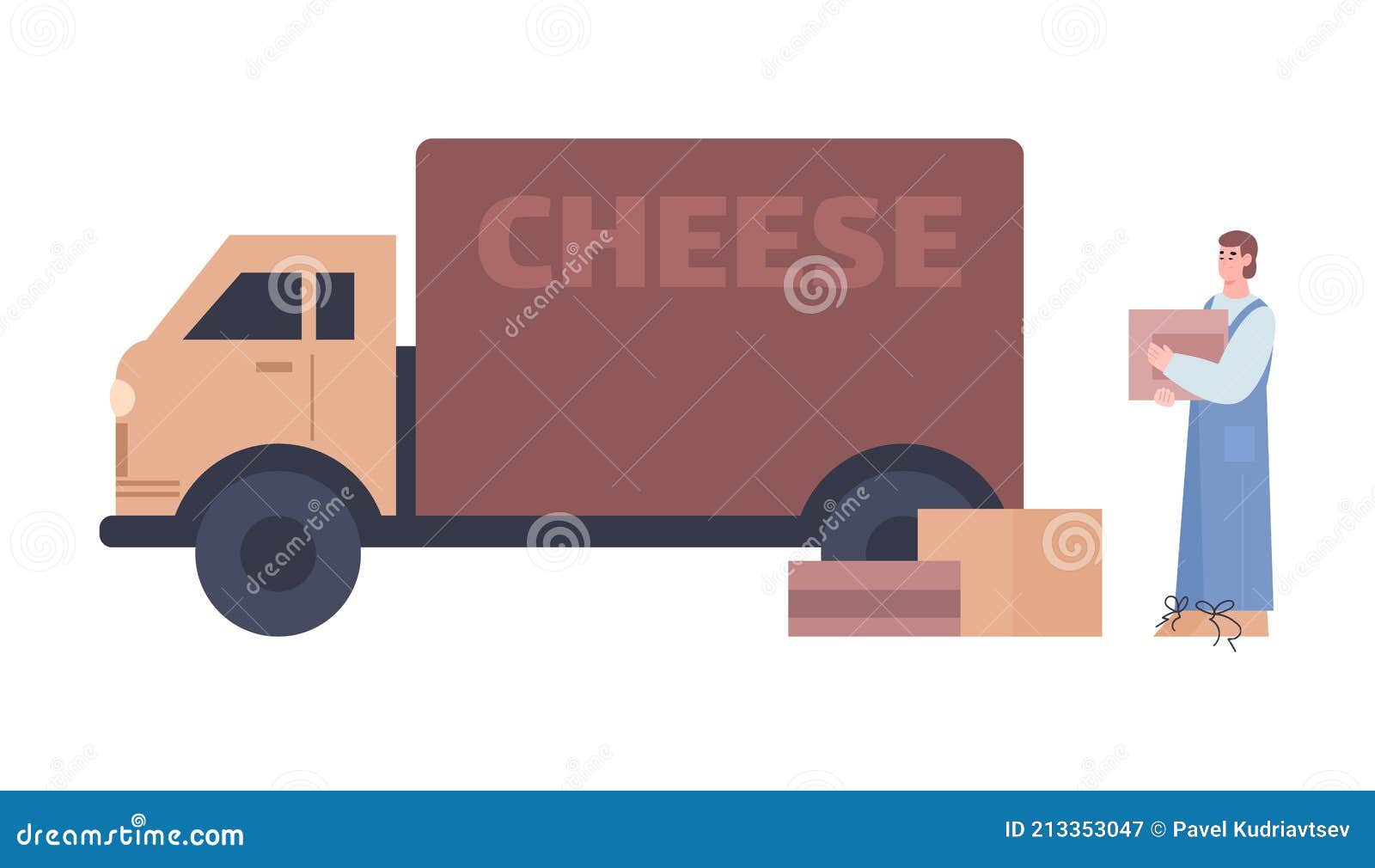 Transportation of Cheese Dairy Production, Cartoon Vector Illustration ...