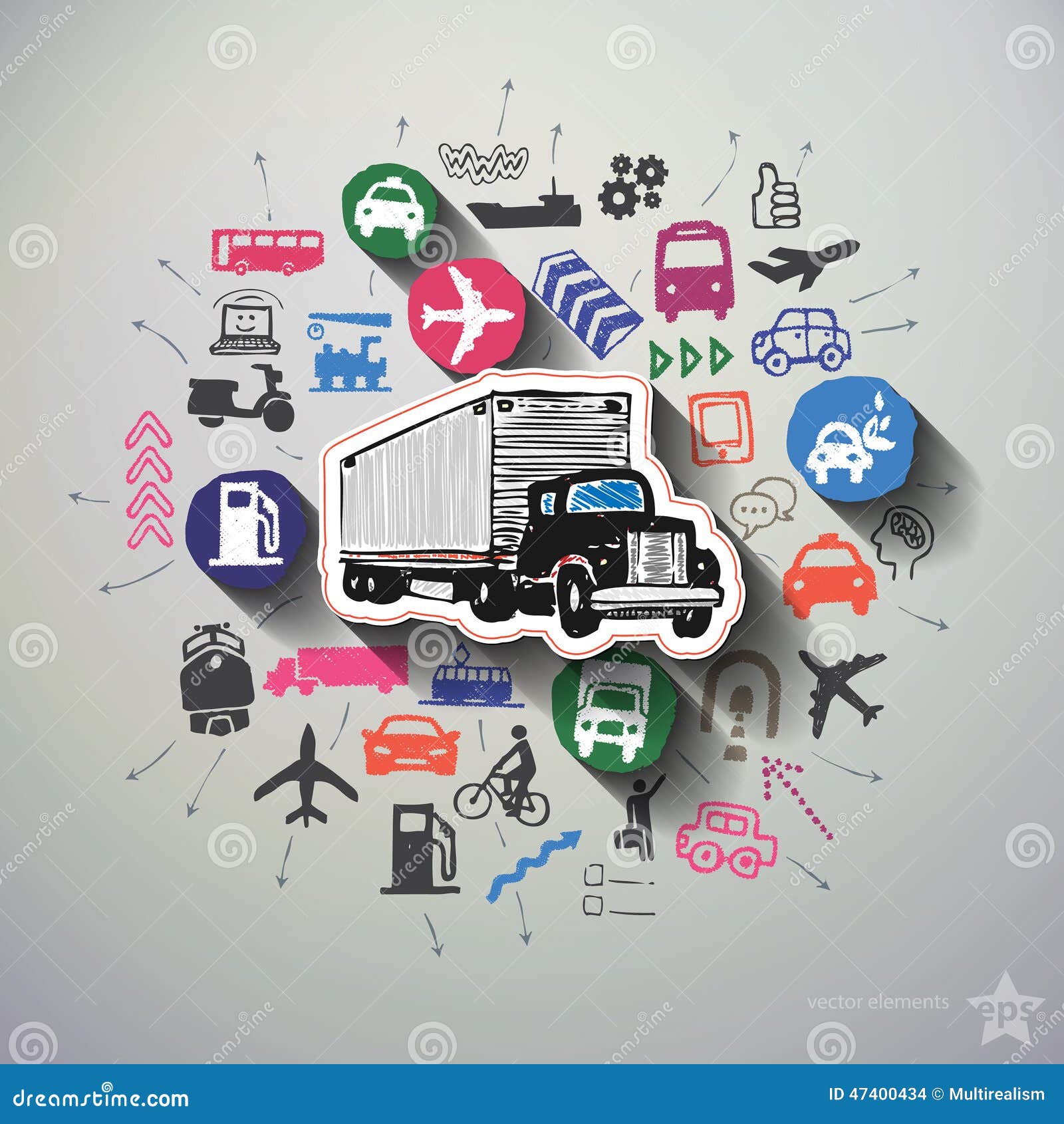 Transportation Collage With Icons Background Vector Illustration ...
