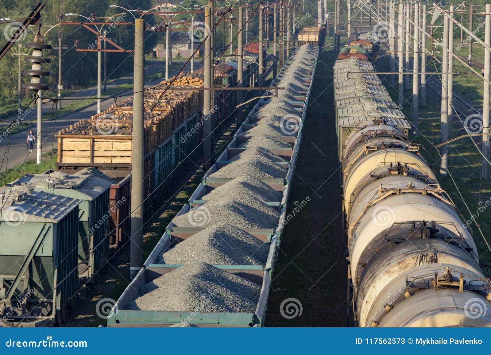 Transportation Commodity Railway Station. Top View of a Freight Wagons ...