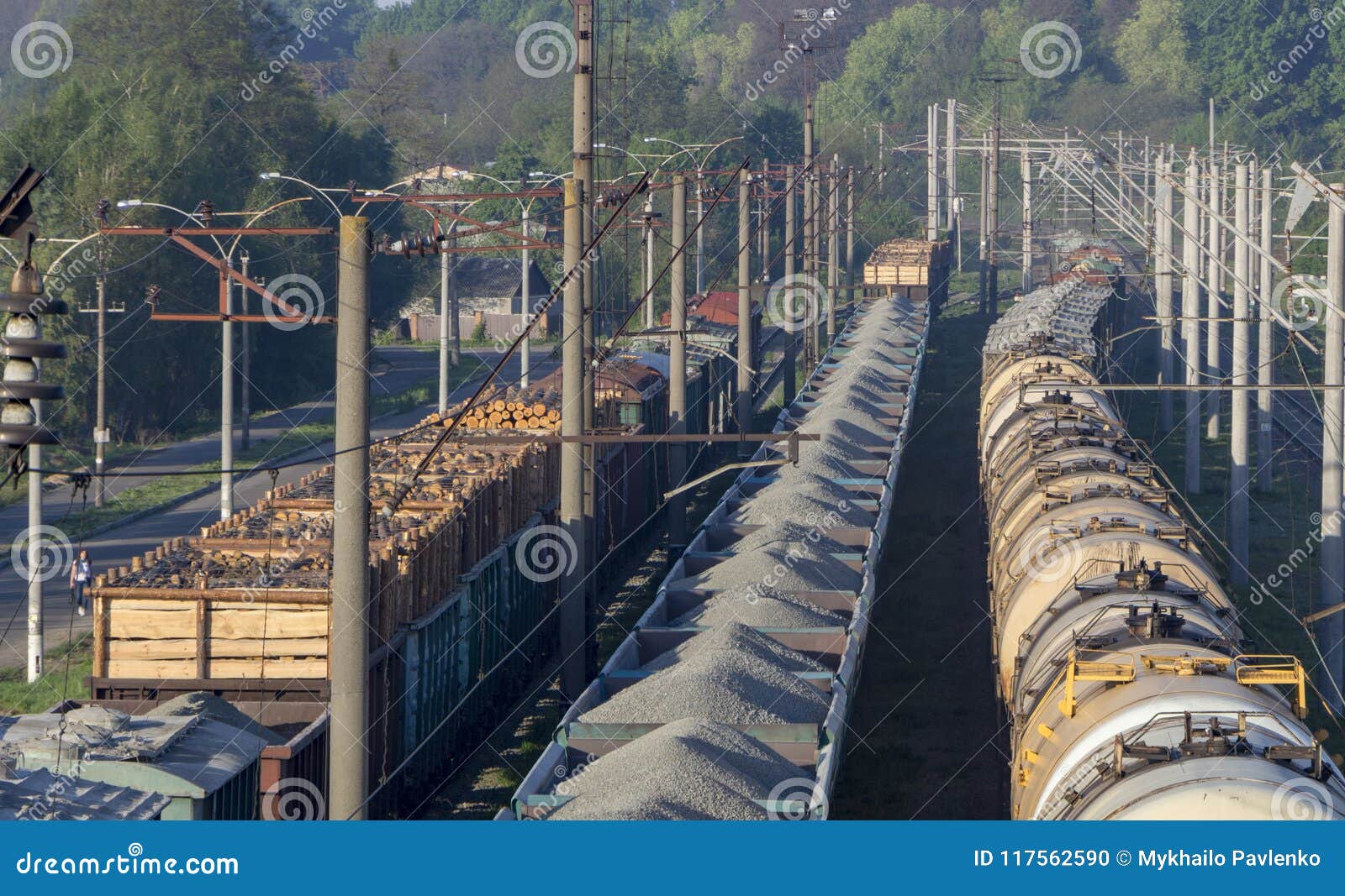 Transportation Commodity Railway Station. Top View of a Freight Wagons ...