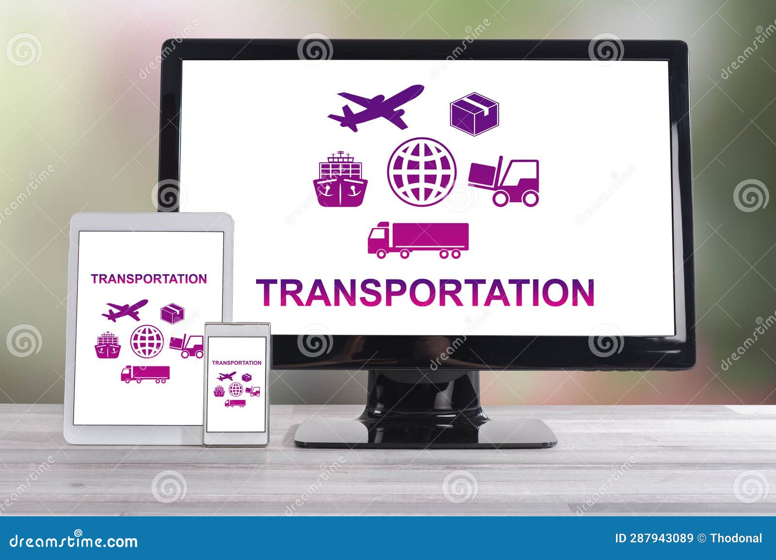 Transportation Concept on Different Devices Stock Image - Image of ...