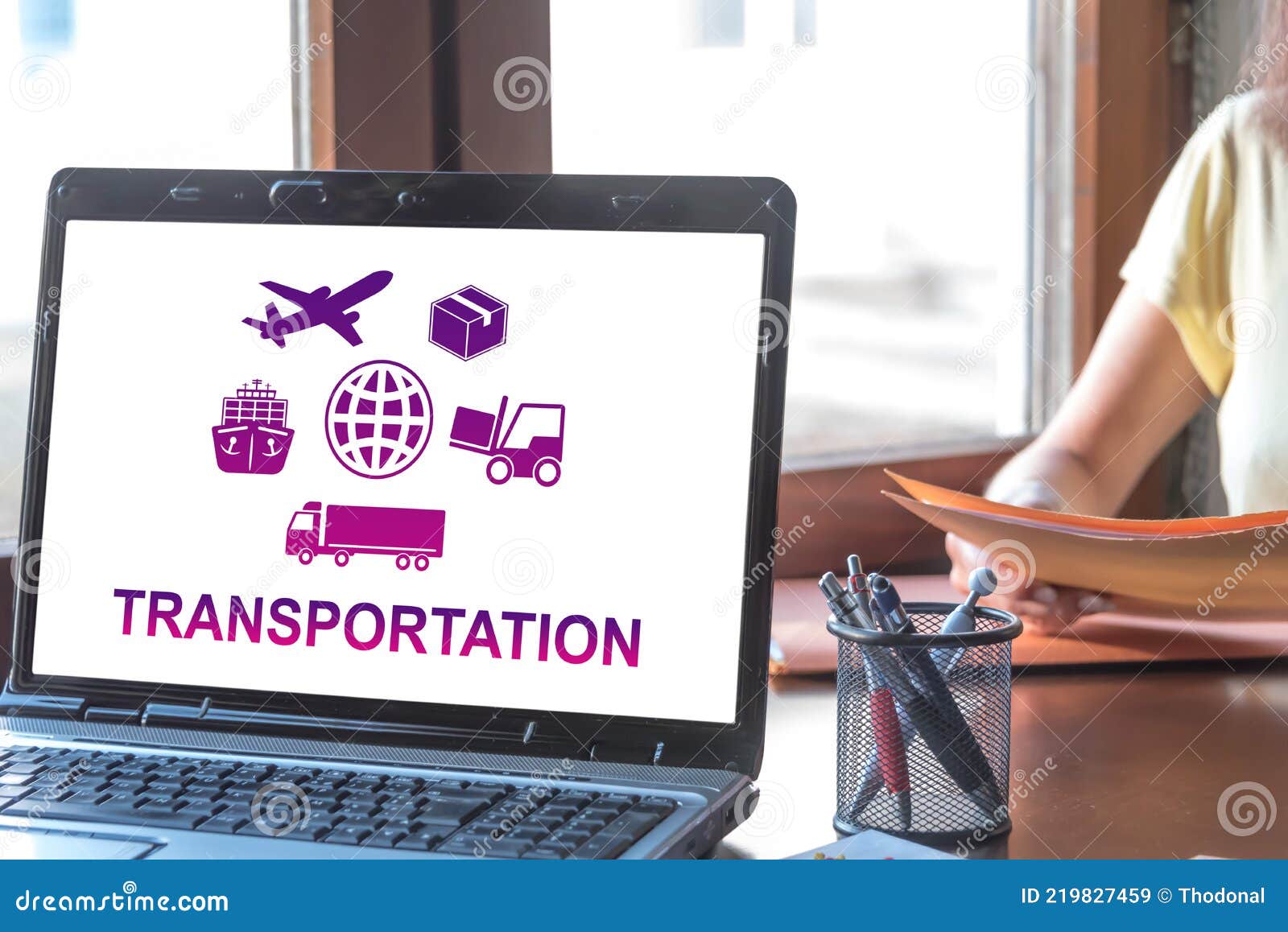 Transportation Concept on a Laptop Screen Stock Image - Image of ...
