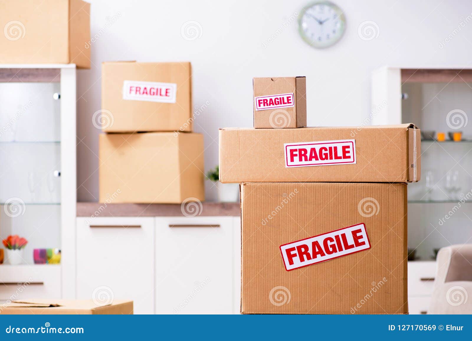 The Transportation Contractor with Fragile Boxes Stock Image - Image of ...
