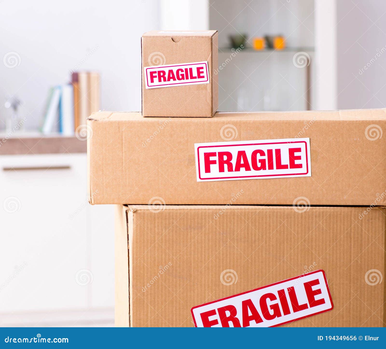 Transportation Contractor with Fragile Boxes Stock Photo - Image of ...