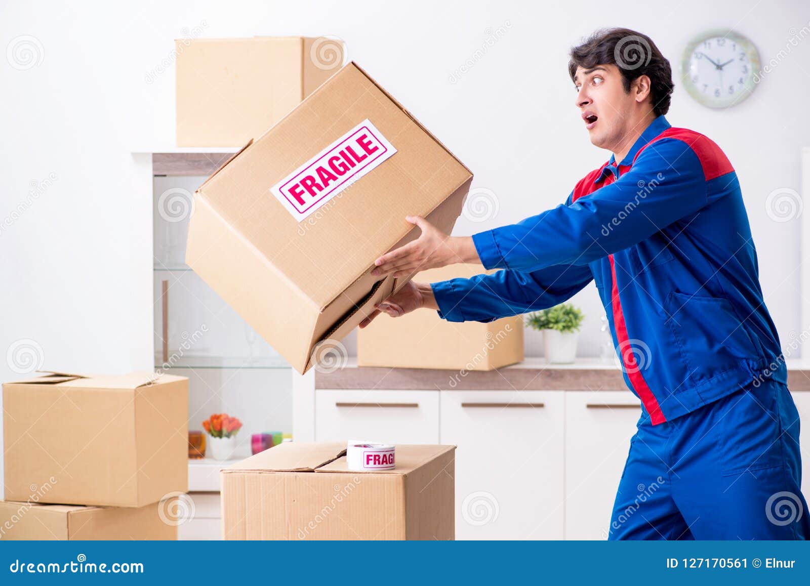 The Transportation Contractor with Fragile Boxes Stock Image - Image of ...