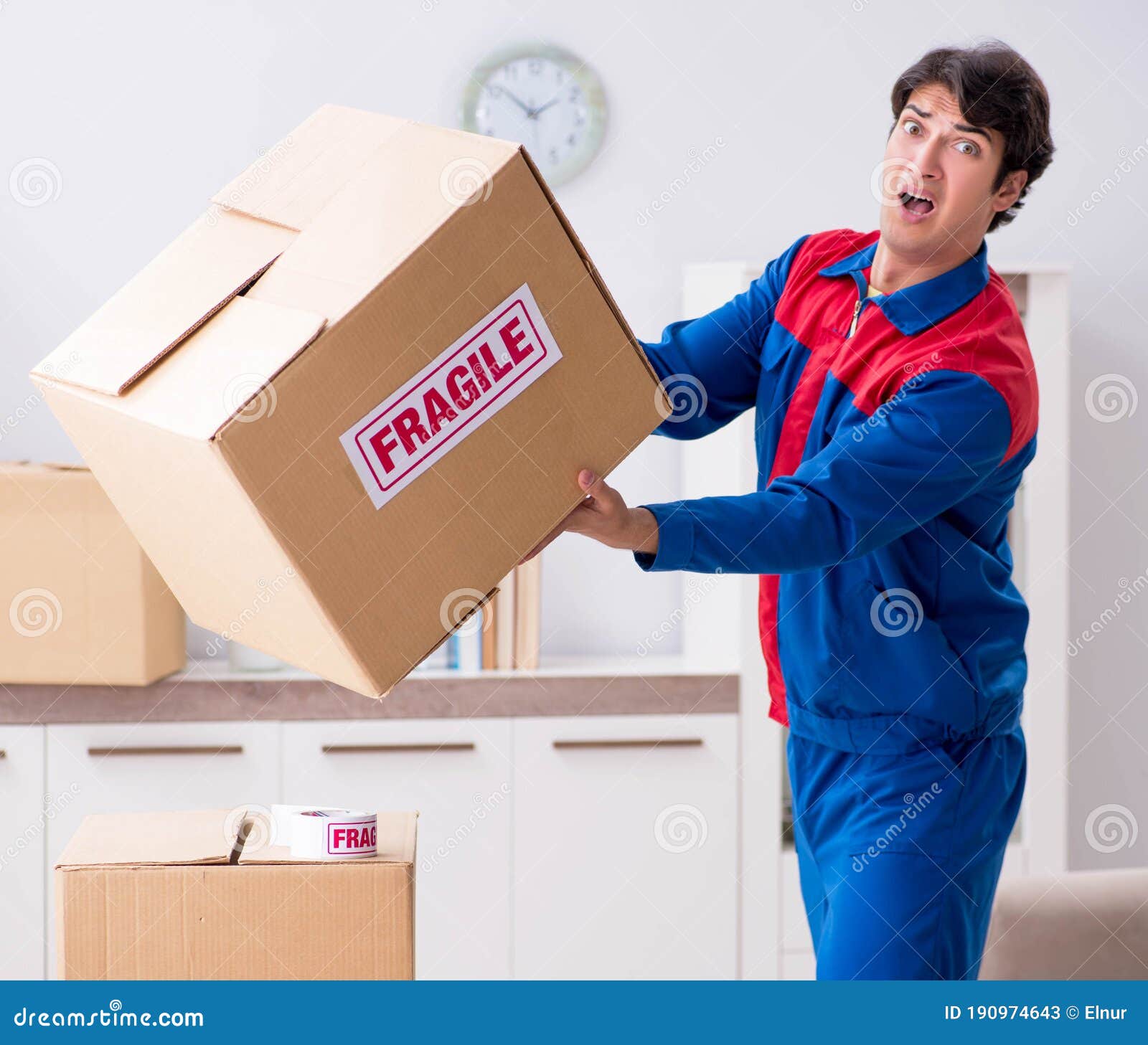 Transportation Contractor with Fragile Boxes Stock Image - Image of ...