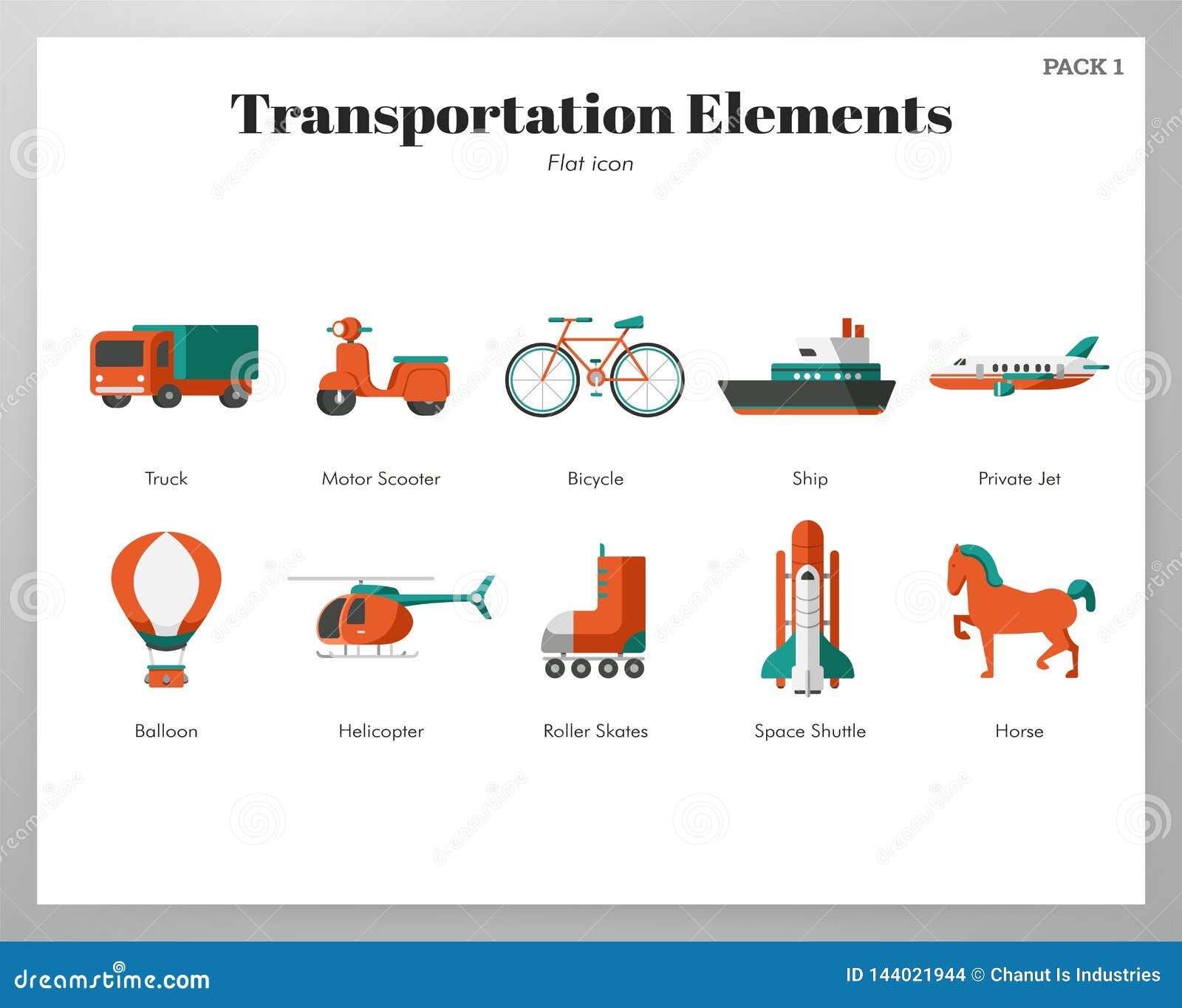 Transportation Elements Flat Pack Stock Vector - Illustration of ...