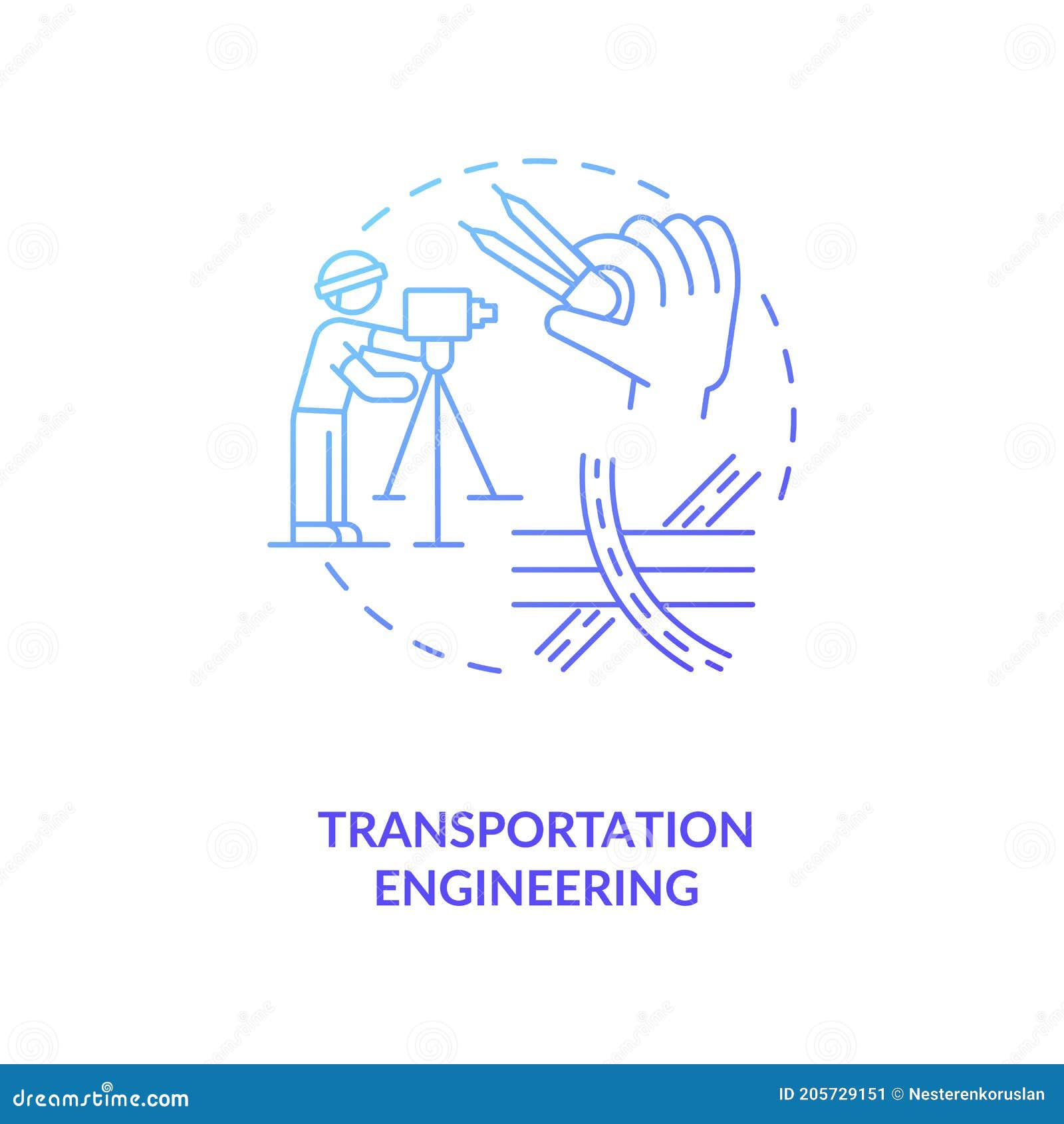 Transportation Engineering Dark Blue Gradient Concept Icon Stock Vector ...