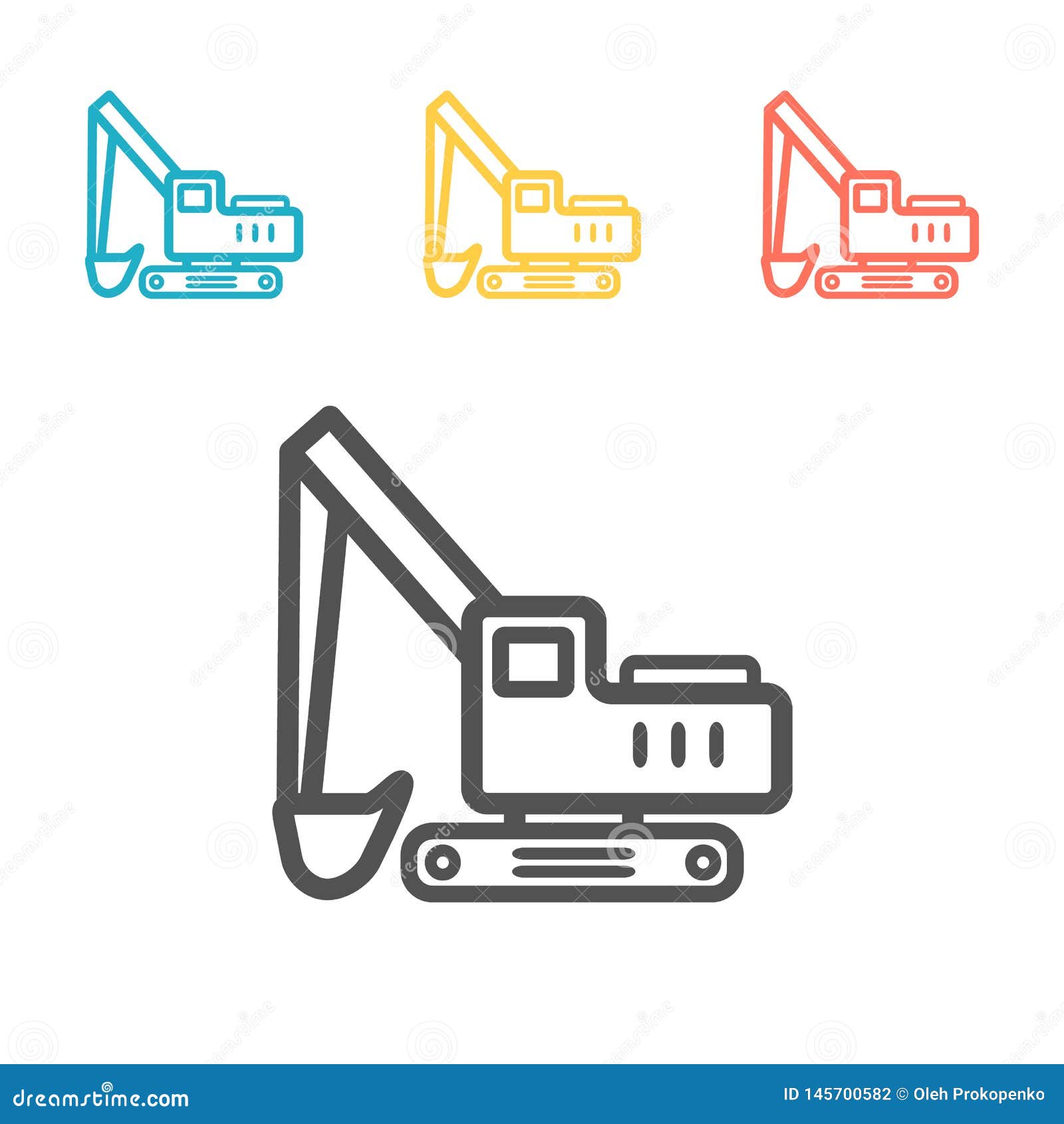 Transportation Excavator Line Icon. Vector Signs for Web Graphics ...