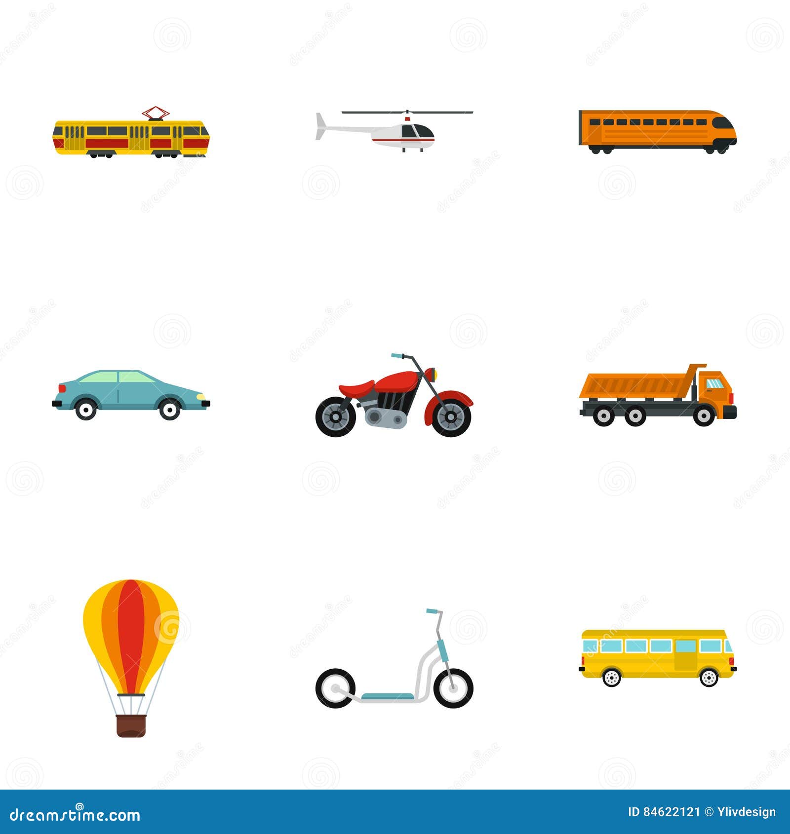 Transportation Facilities Icons Set, Flat Style Stock Vector ...