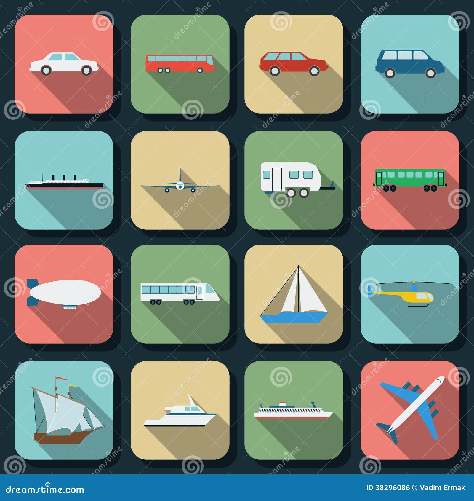 Transportation Flat Vector Icons Stock Illustration - Illustration of ...