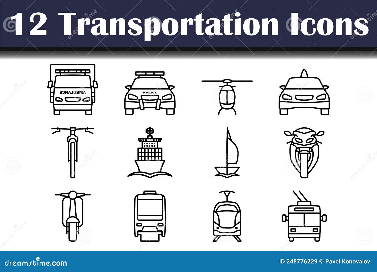Transportation Icon Set stock vector. Illustration of road - 248776229