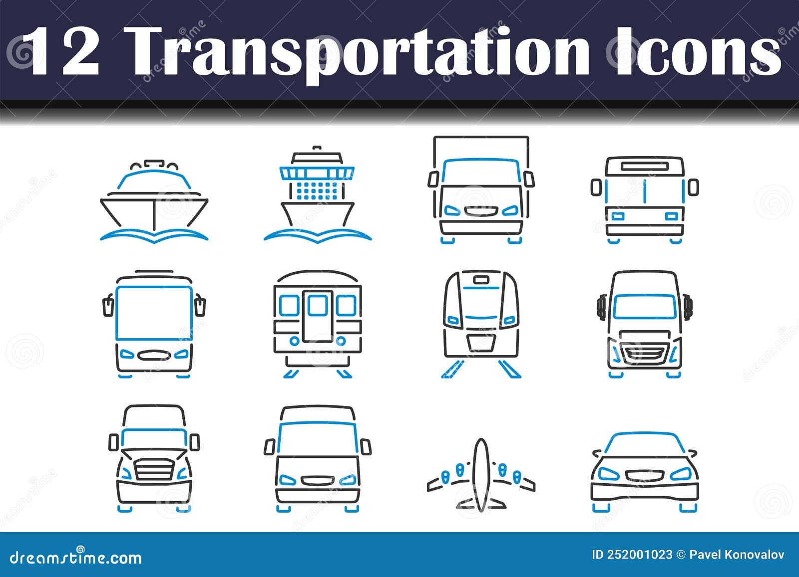 Transportation Icon Set stock vector. Illustration of subway - 252001023
