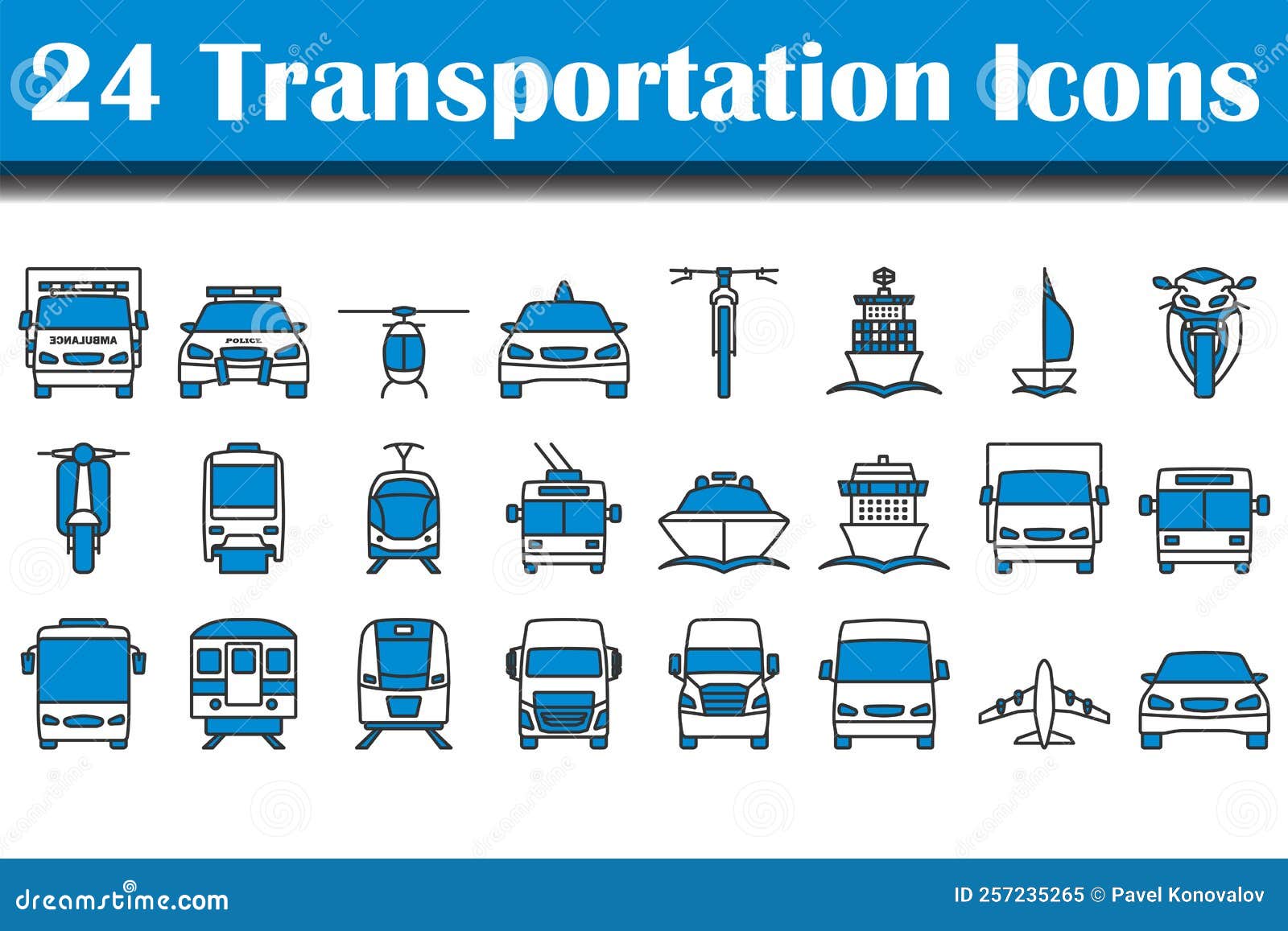 Transportation Icon Set stock vector. Illustration of bold - 257235265