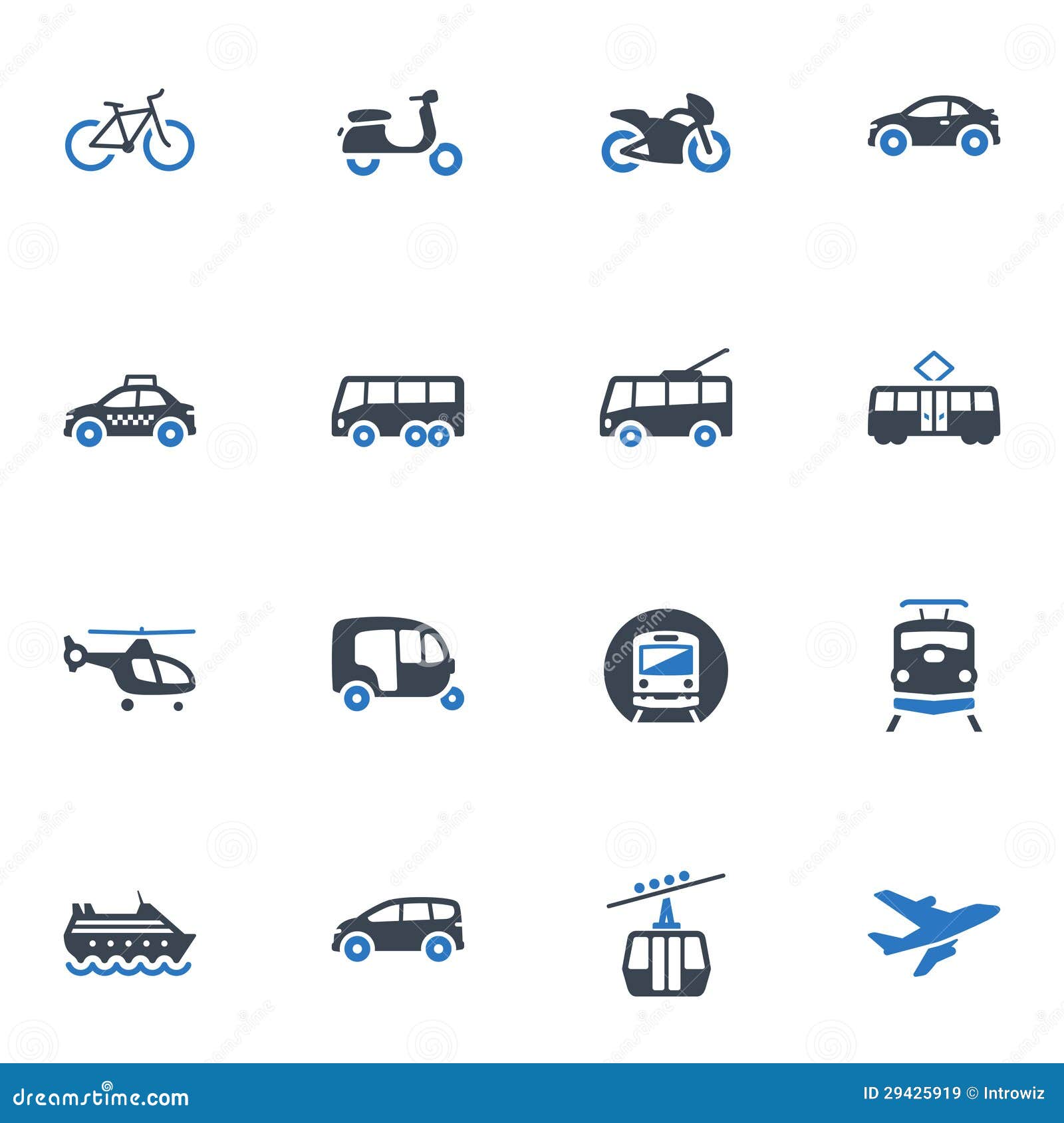 Transportation Icons Collection Isolated On A White Background Cartoon ...