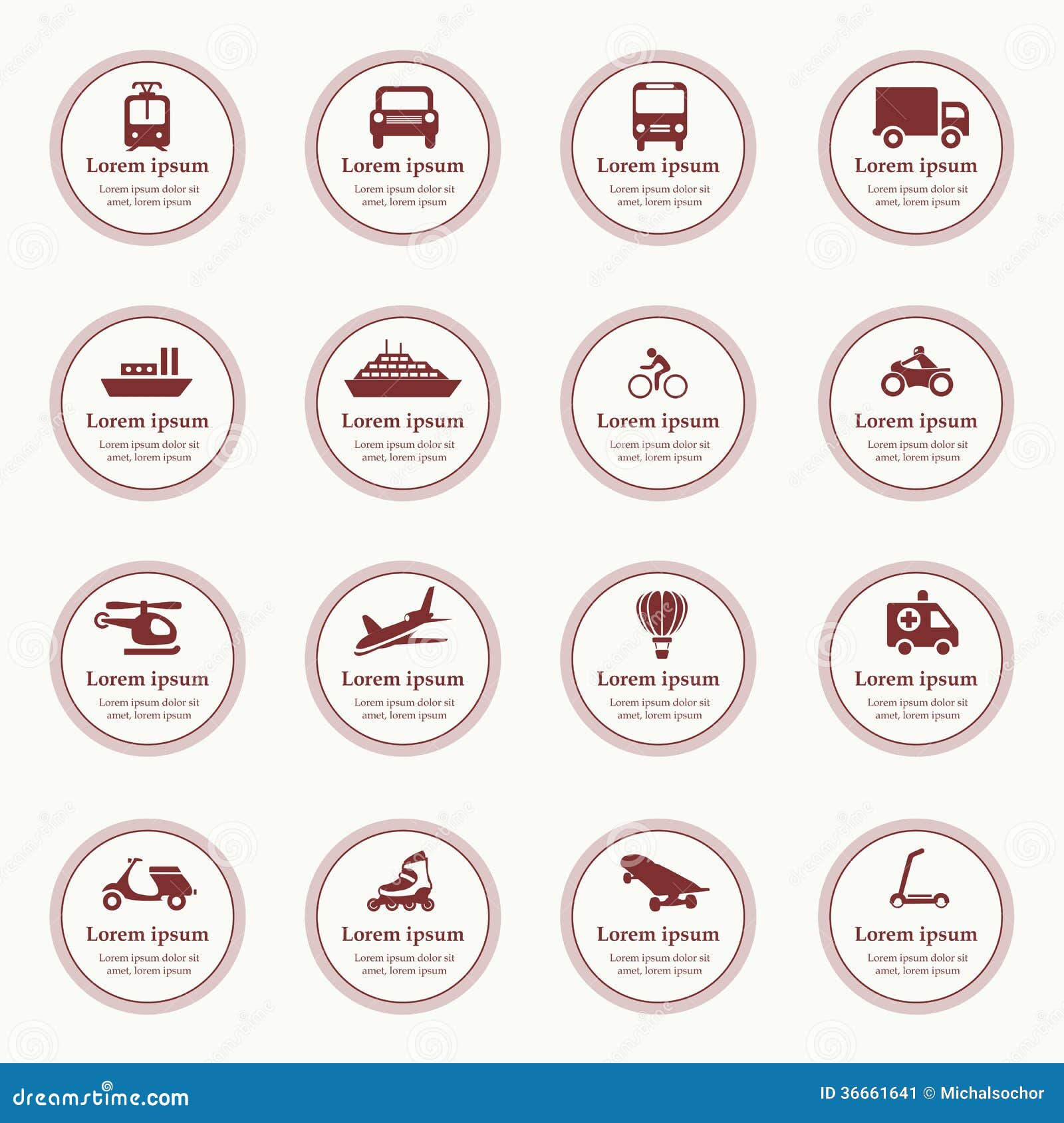 Transportation Icons Design Elements with Text Stock Vector ...