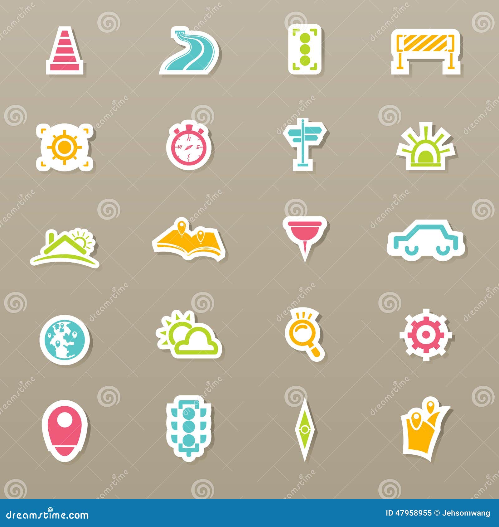 Transportation Icons and Map Icons Stock Vector - Illustration of arrow ...
