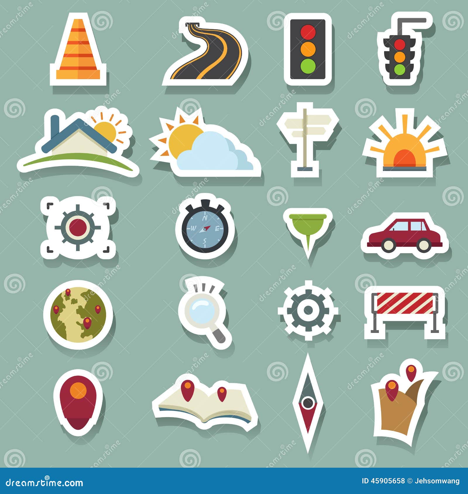 Transportation Icons and Map Stock Vector - Illustration of search ...