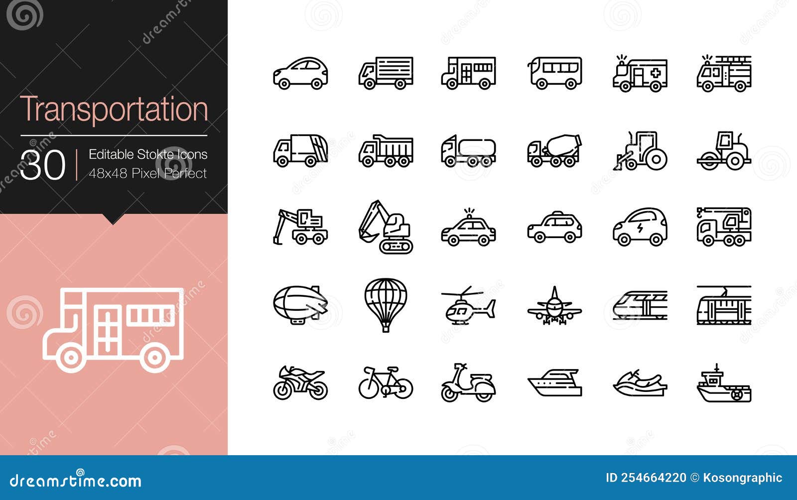 Transportation Icons. Modern Line Design. for Presentation, Graphic ...