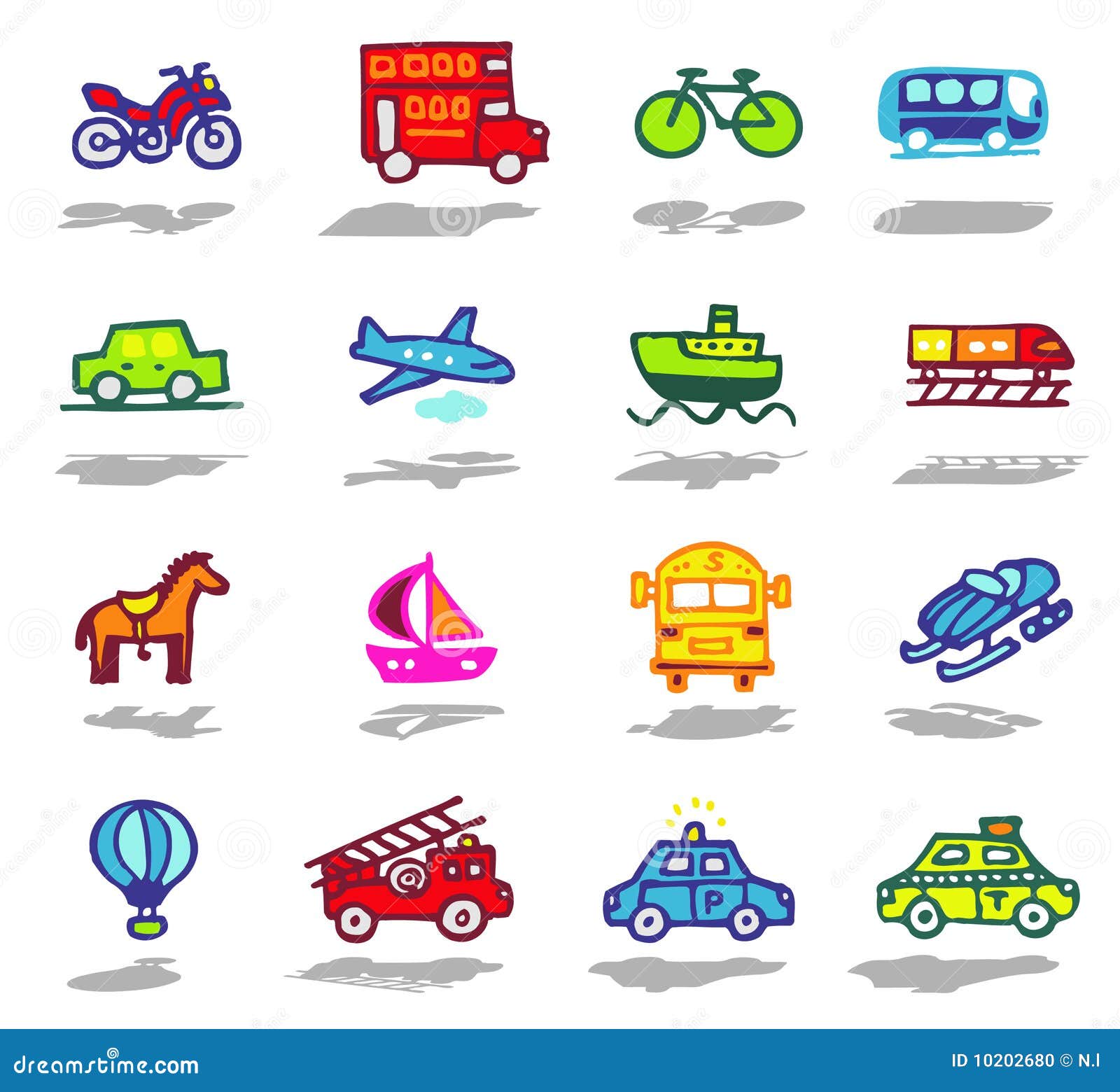 Transportation icons set stock vector. Illustration of colors - 10202680
