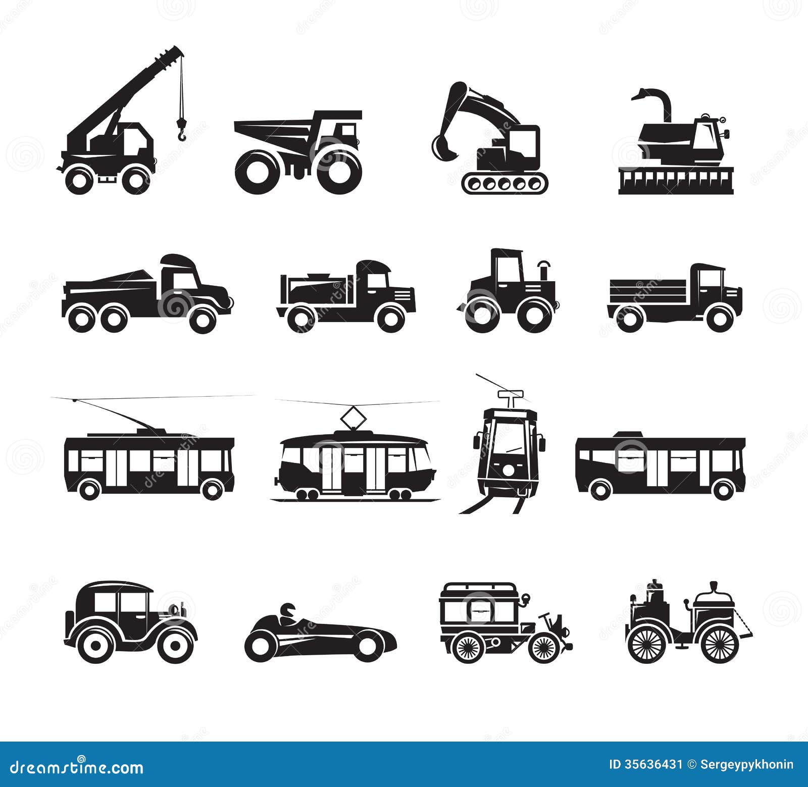 Transportation icons set stock vector. Illustration of icon - 35636431