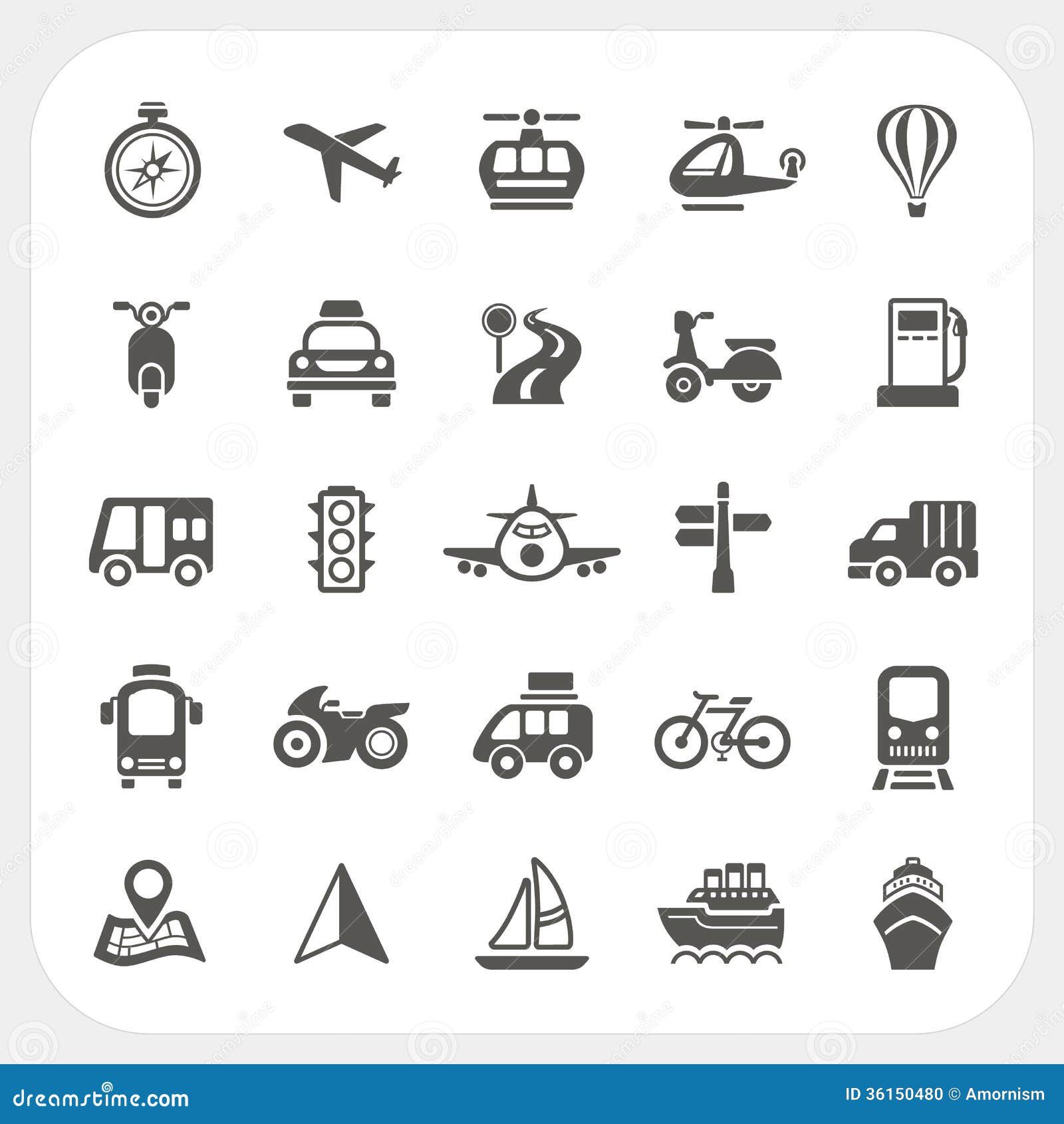Transportation icons set stock vector. Illustration of compass - 36150480