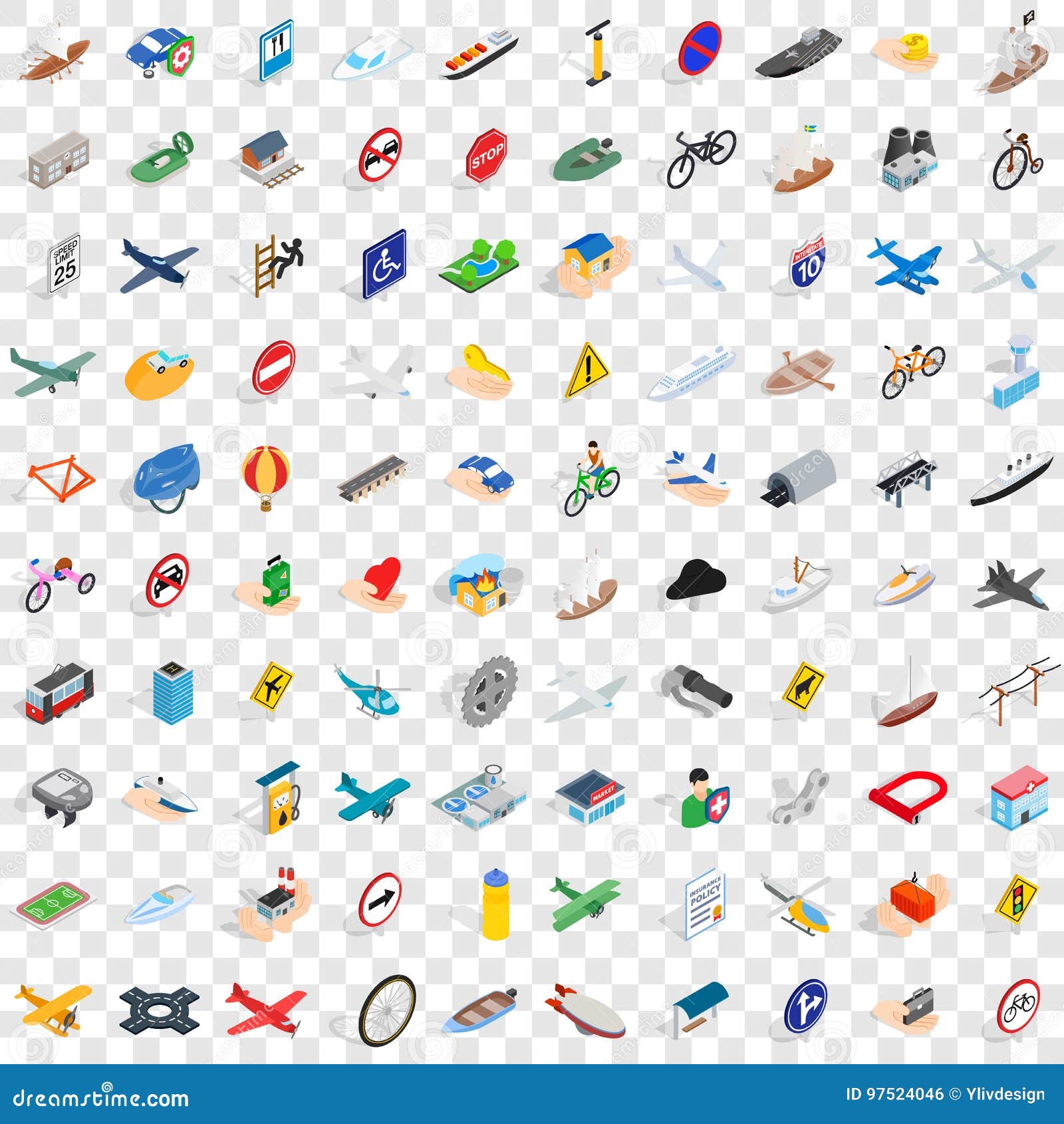 100 Transportation Icons Set, Isometric 3d Style Stock Vector ...