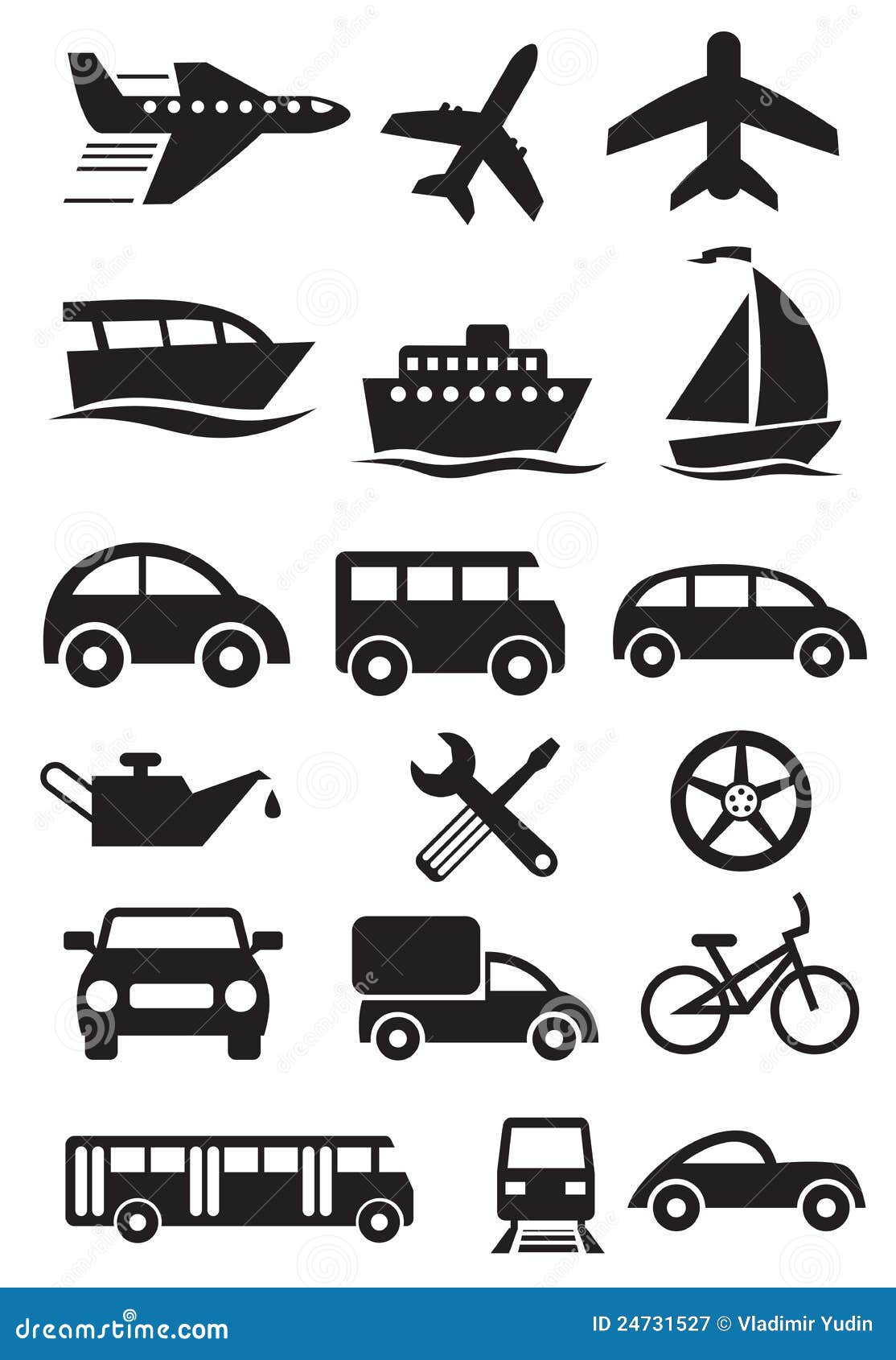 Transportation Icons. Vector Set Stock Vector - Illustration of ...