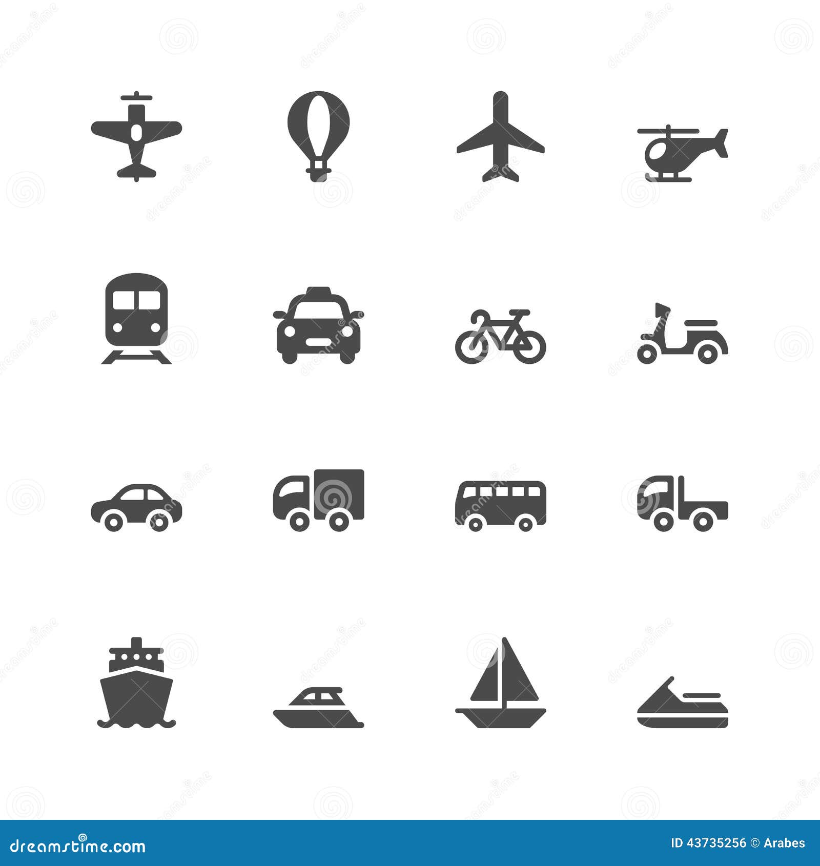 Transportation icons stock vector. Illustration of boat - 43735256