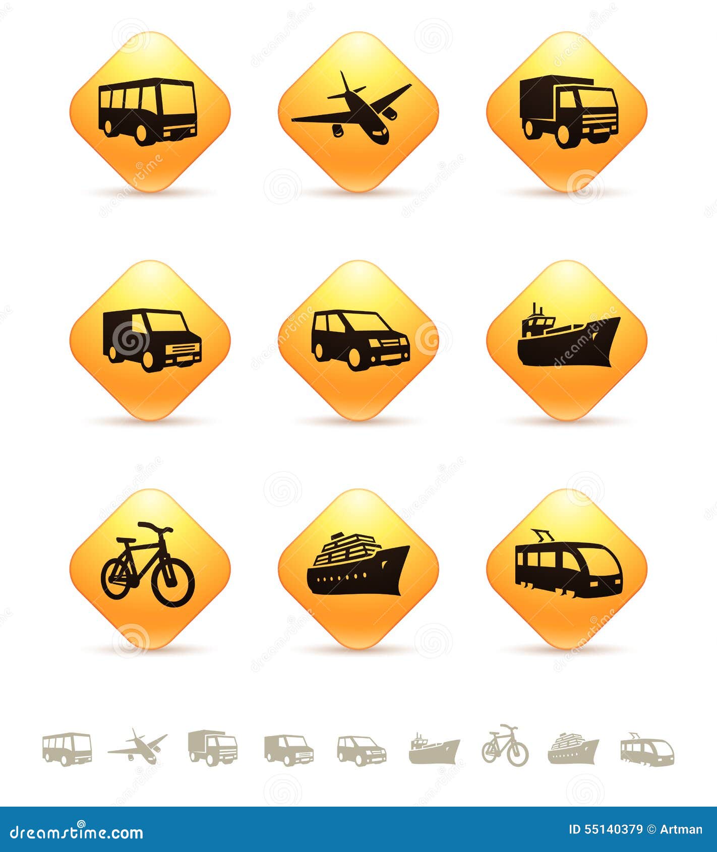 Transportation Icons on Yellow Buttons Stock Vector - Illustration of ...