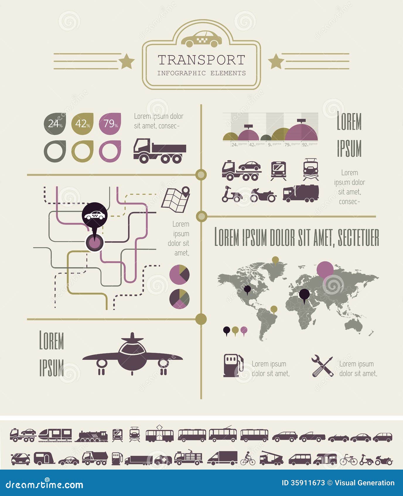Transportation Infographic Template. Stock Vector - Illustration of ...