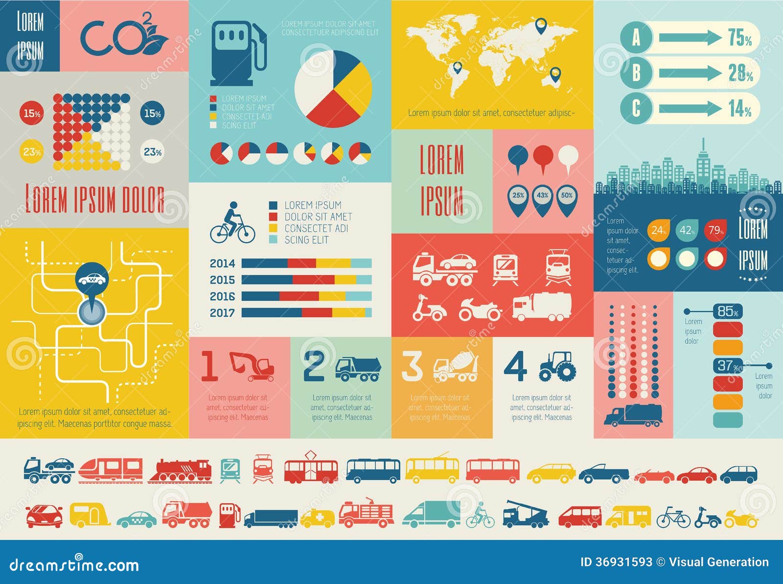 Transportation Infographic Template. Stock Vector - Illustration of ...