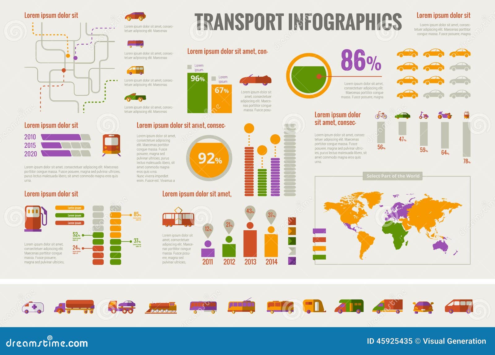 Transportation Infographic Template. Stock Vector - Illustration of ...