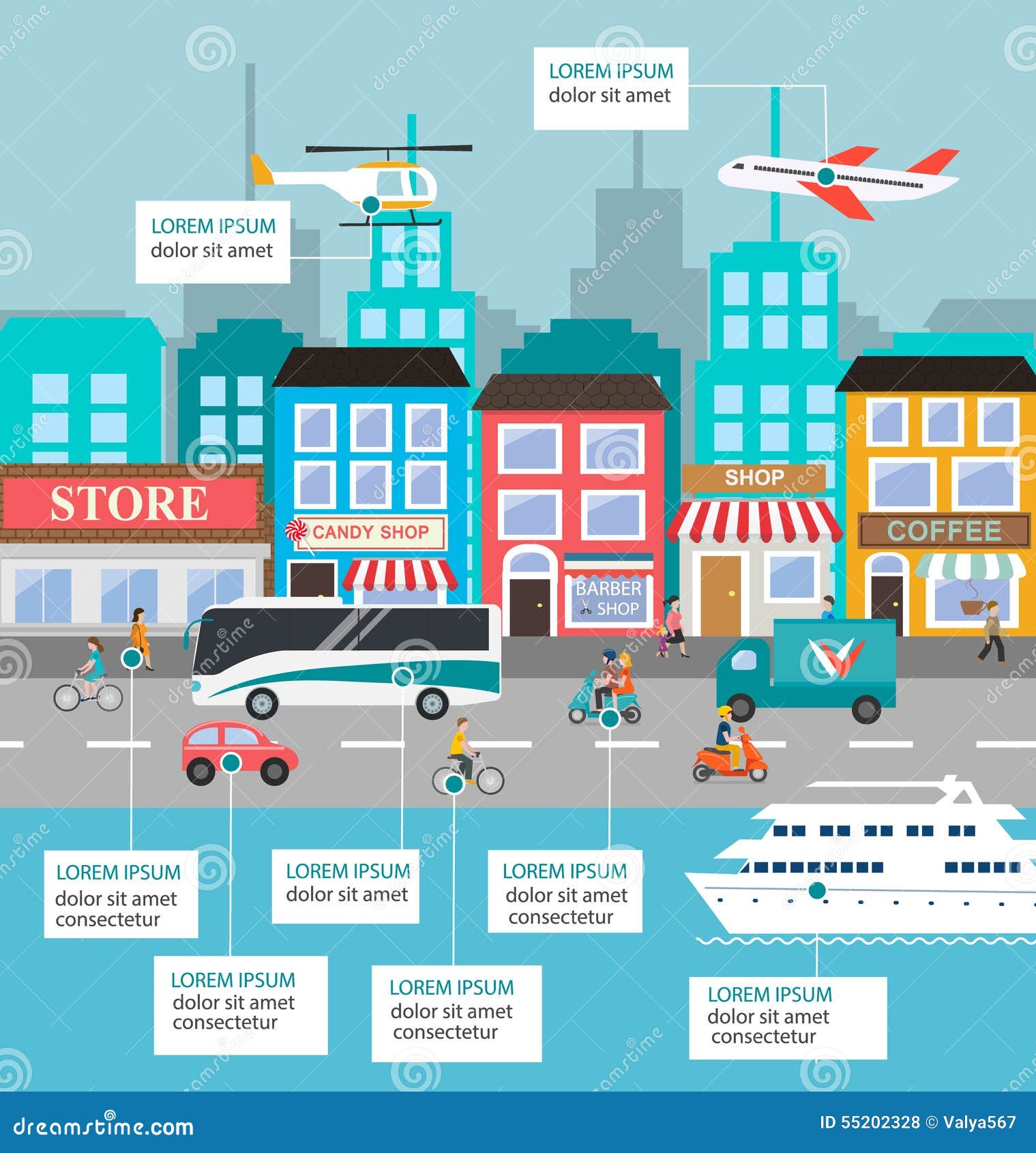Transportation infographic stock vector. Illustration of skyline - 55202328