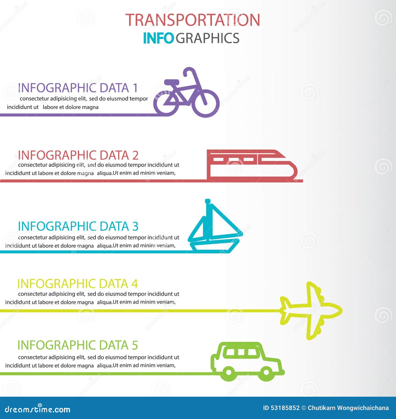 Transportation Infographics Set. Individual And Public Transport With ...