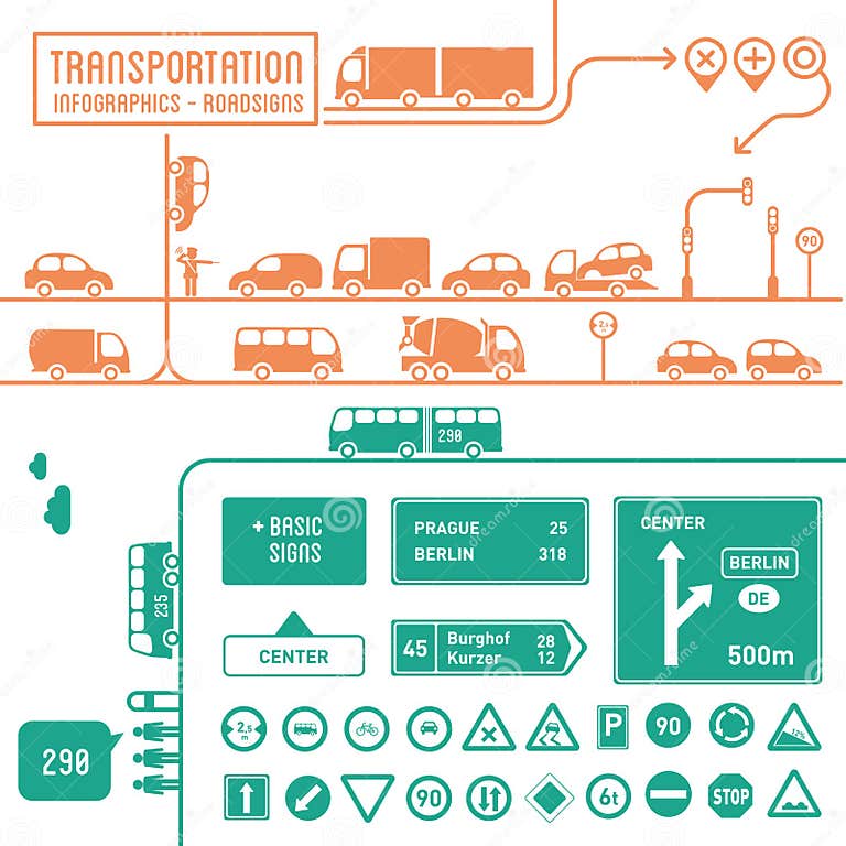 Transportation Infographics - Roadsigns Stock Vector - Illustration of ...