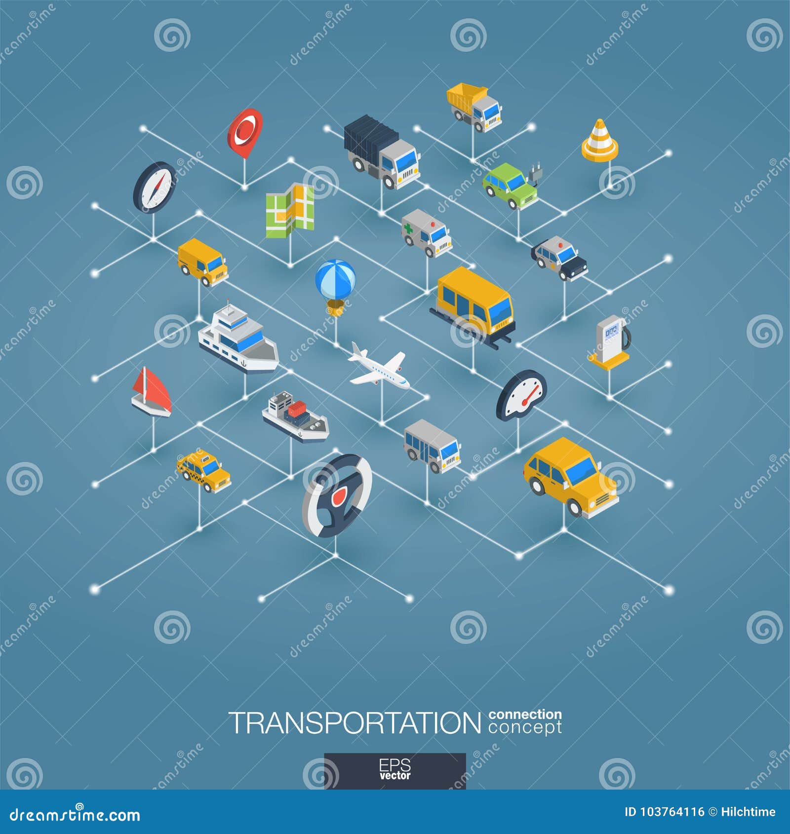 Transportation Integrated 3d Web Icons. Digital Network Isometric ...