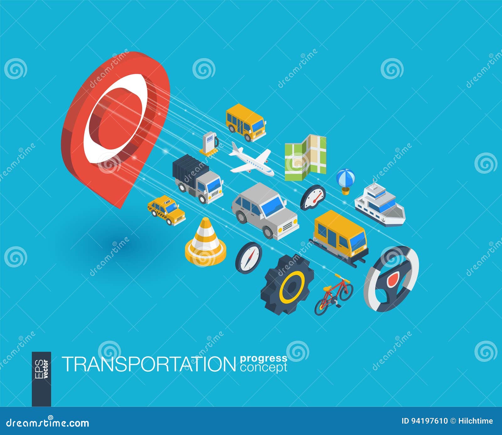 Transportation Integrated 3d Web Icons. Growth and Progress Concept ...