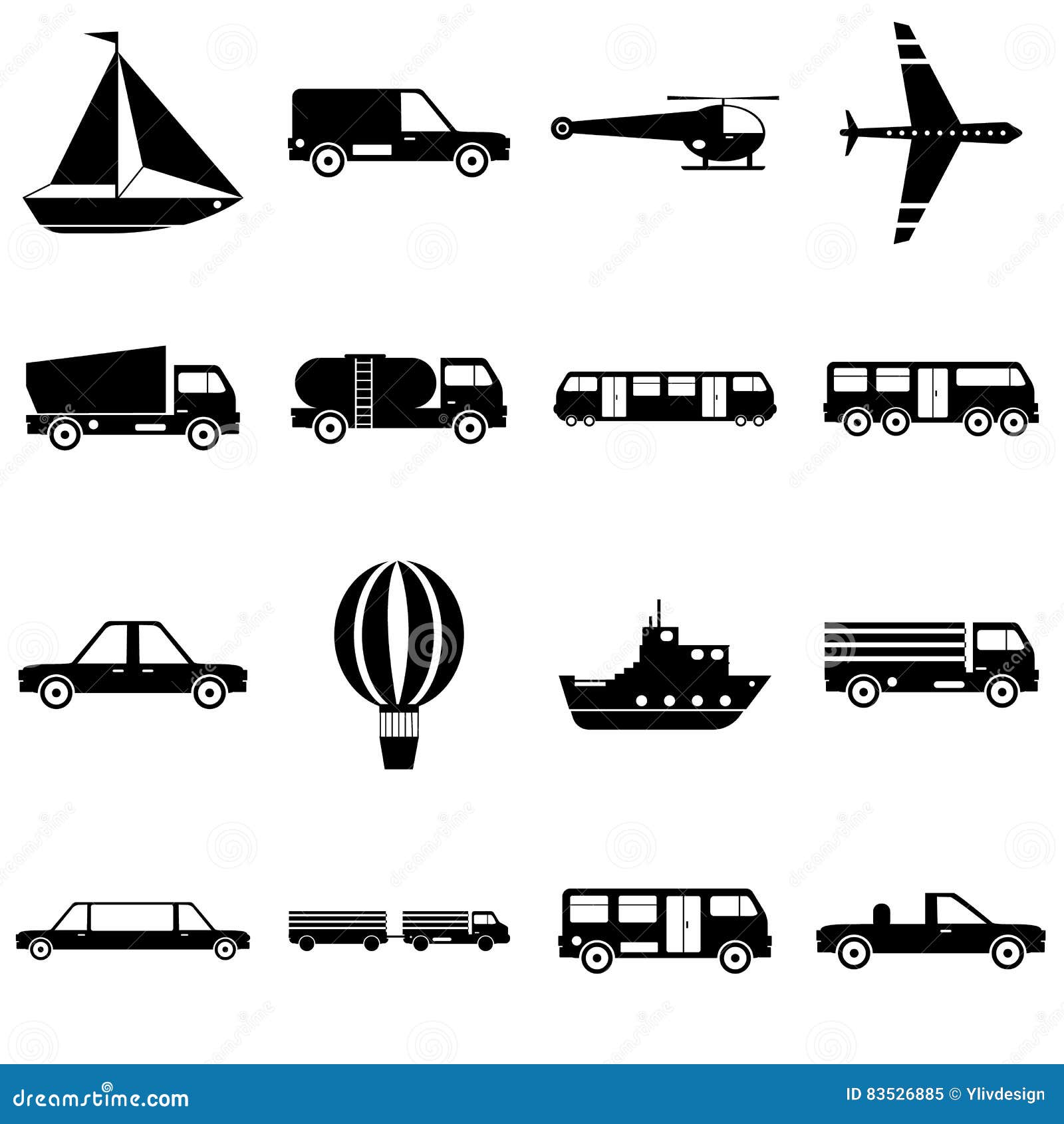Transportation Items Icons Set, Simple Style Stock Vector ...