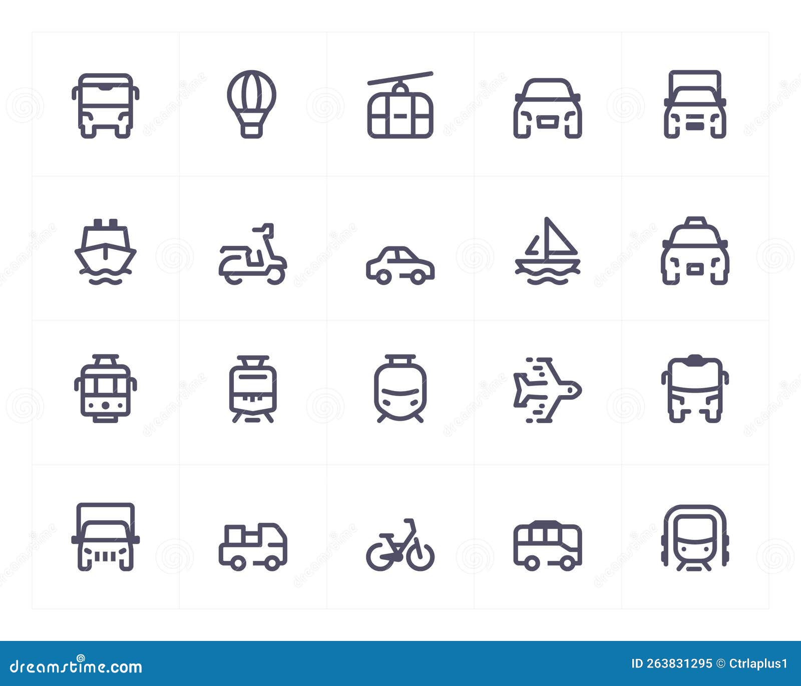 Transportation Line Icons Signs Set. Design Collection Of Transport ...