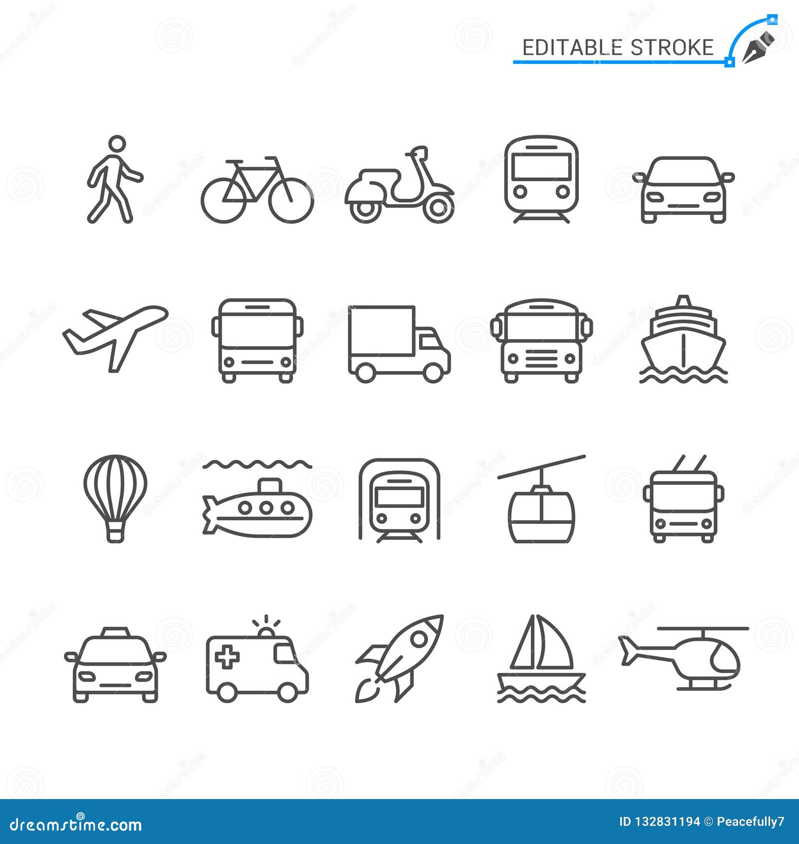 Transportation Outline Icon Set Stock Vector - Illustration of internet ...