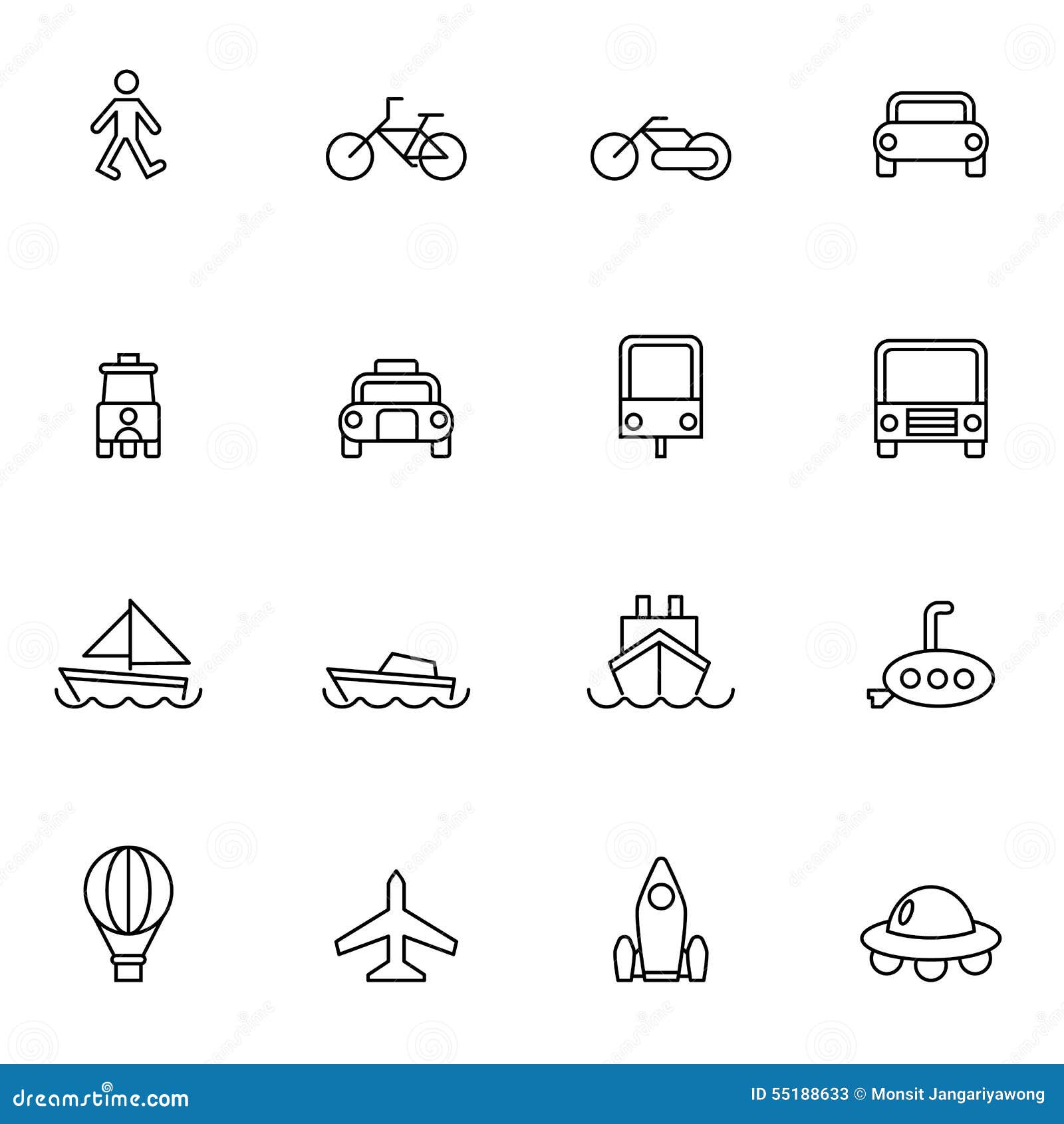 Transportation Line Icons Collection. Nerking, Growth, Accountability ...